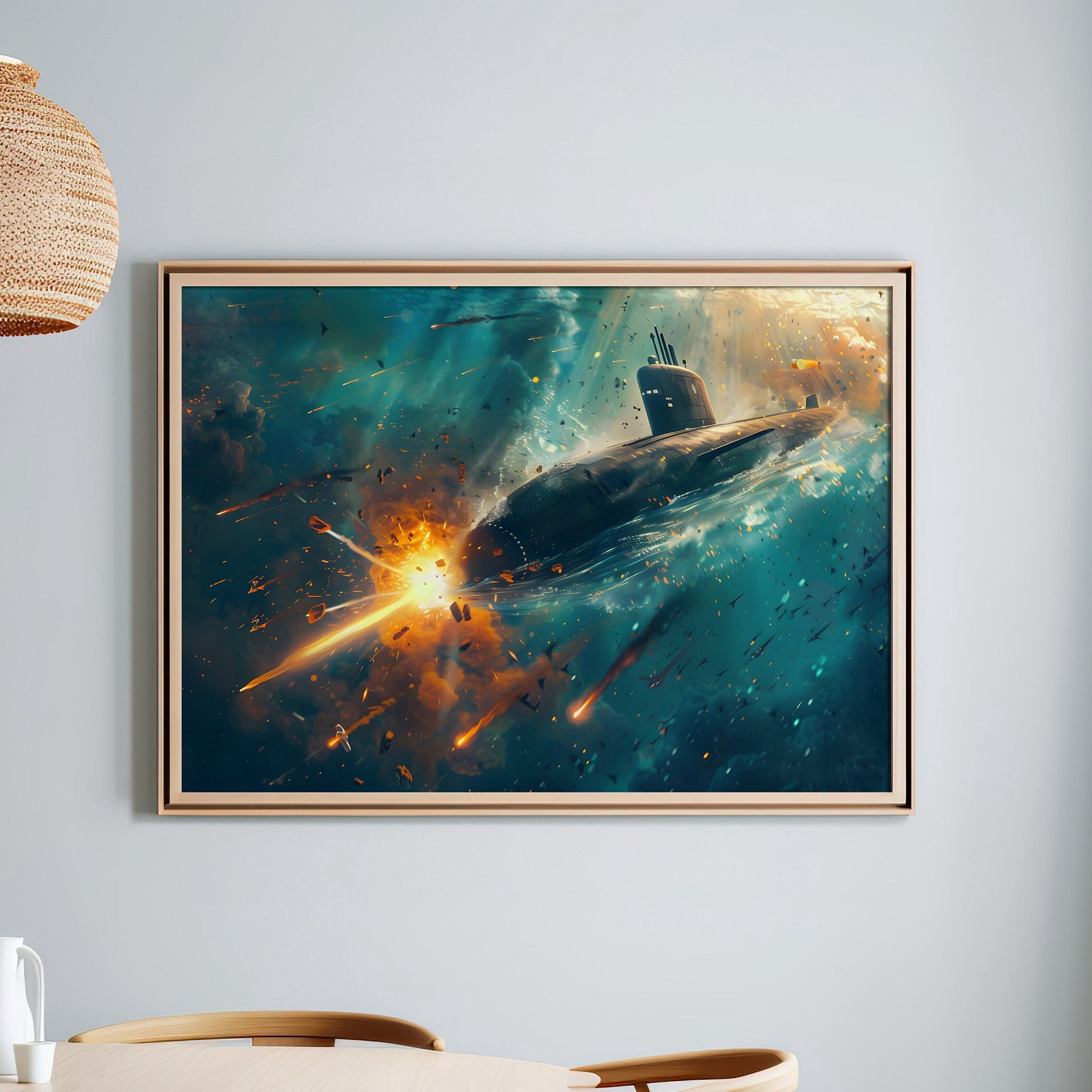 369 Prints Underwater Submarine Torpedo Battle Art Print Ocean Nautical ...