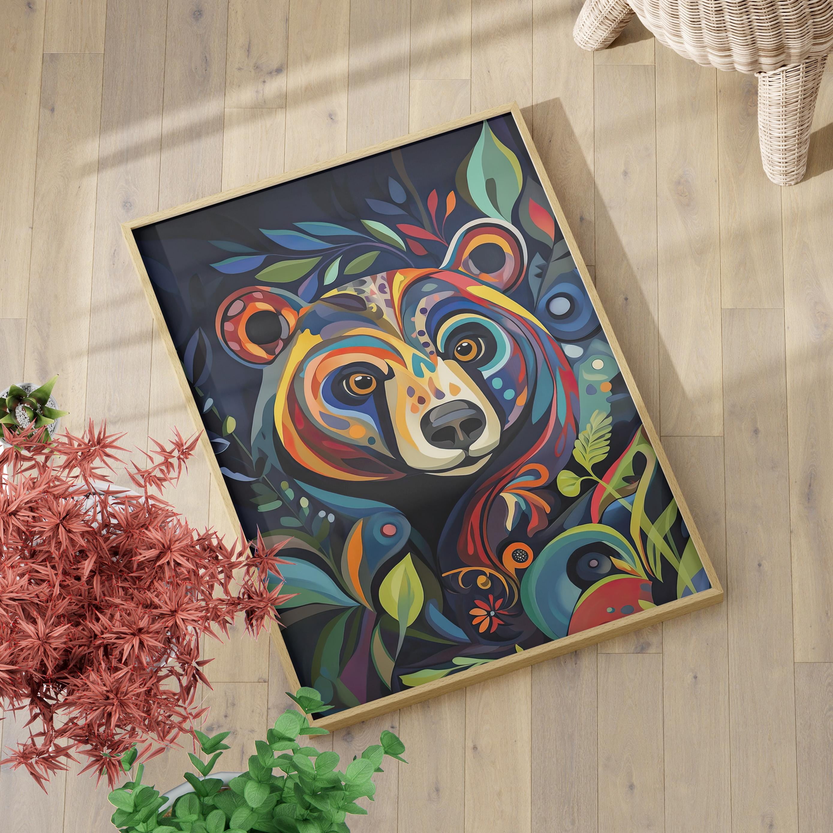 369 Prints Vibrant Bear Folk Art Poster Indigenous Canadian Inspired ...