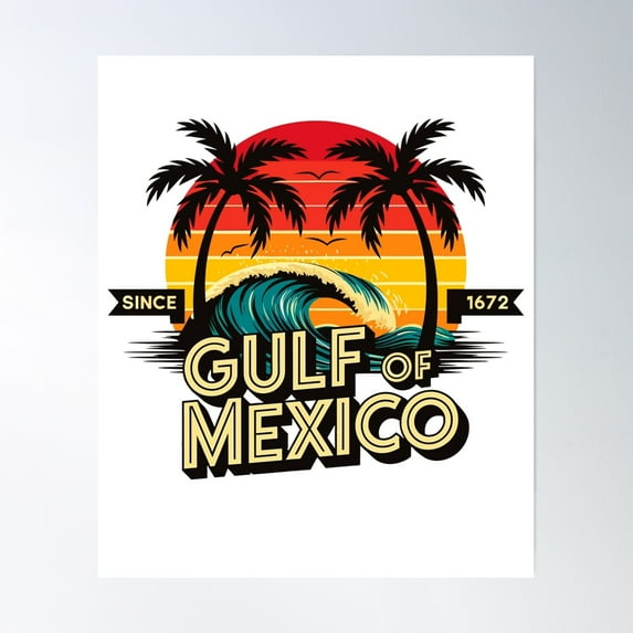 369 Prints Vintage Gulf Of Mexico Sunset Wave Palm Trees Retro Beach ...