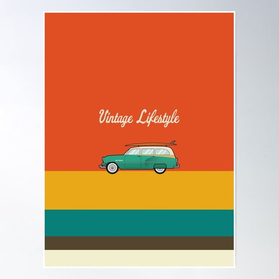 369 Prints Vintage Lifestyle Classic Vintage Retro Car Old School Surf ...