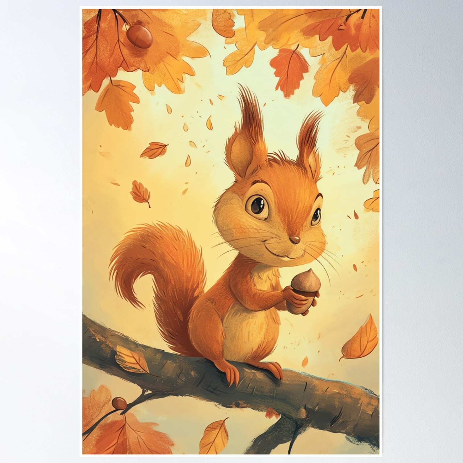 369 Prints Whimsical Acorn Adventure- No Framed, Vintage Wall Art ...