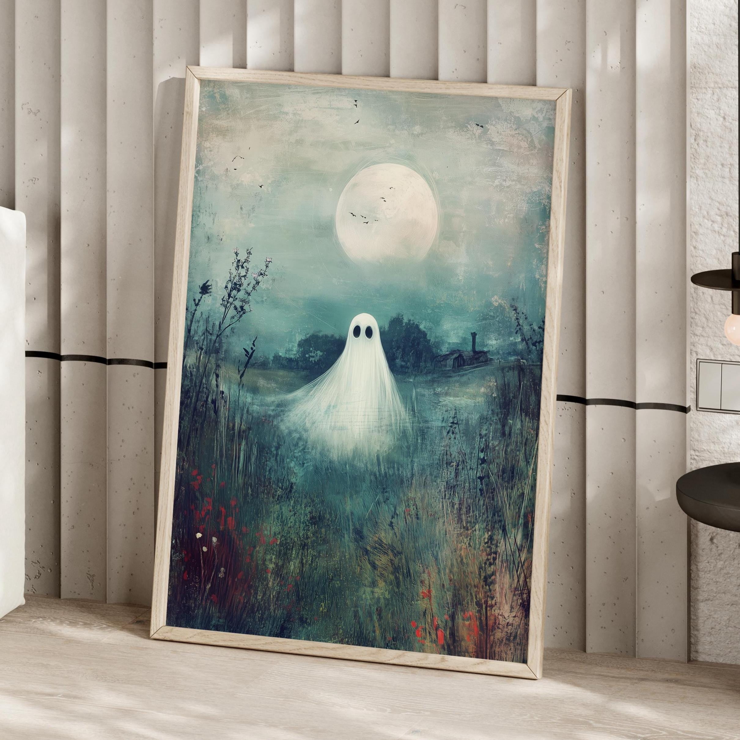 369 Prints Whimsical Ghost In A Moonlit Countryside Landscape Poster ...