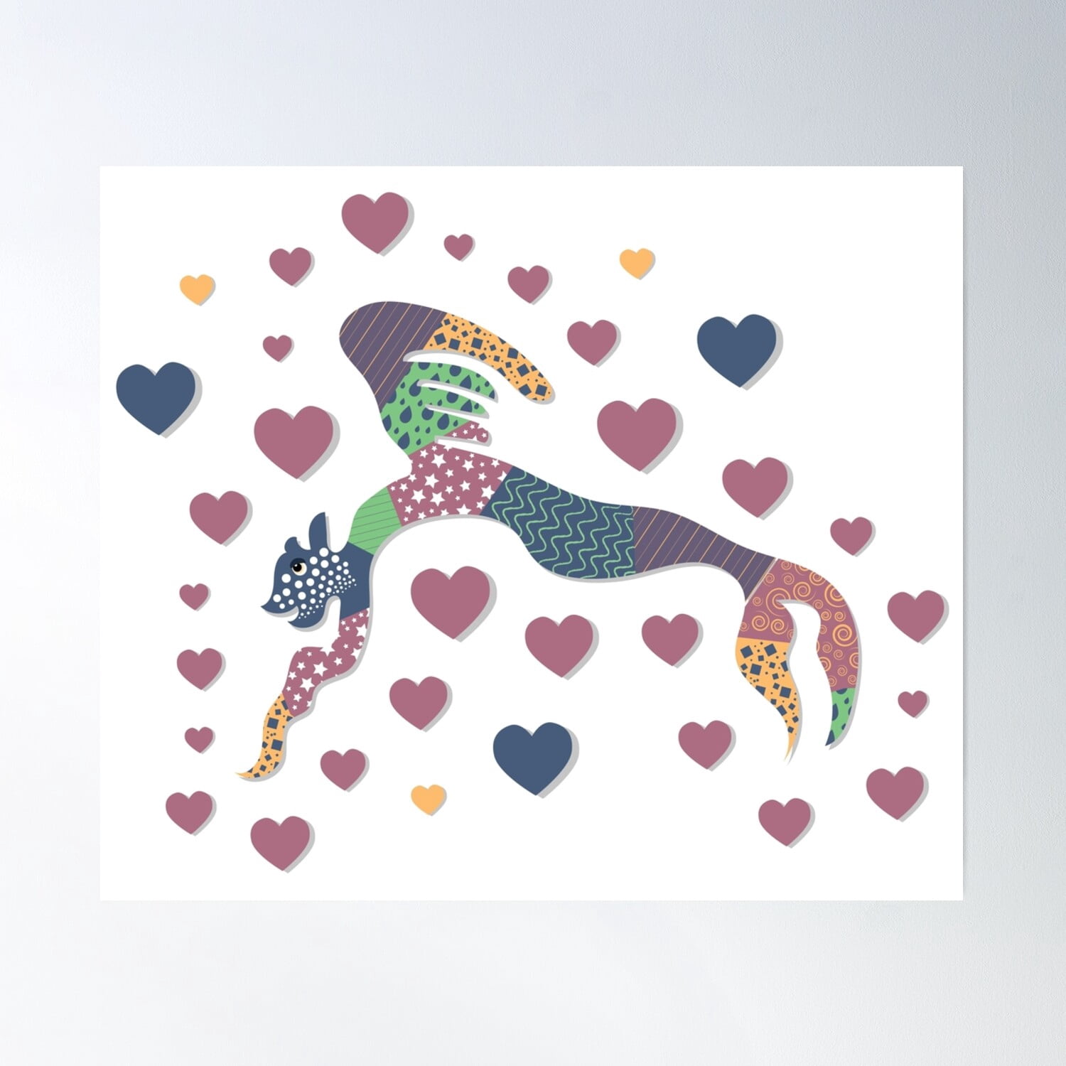 369 Prints Whimsical Heart Mermaid, Crazyquilt Critter, Happy Folk Art ...
