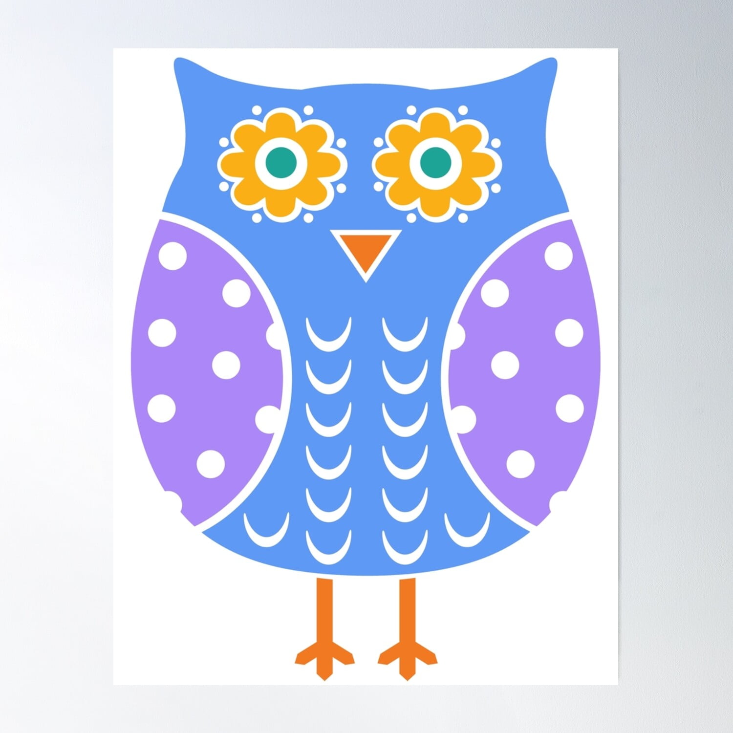 369 Prints Whimsical Owl Polka Dots And Flowers- No Framed, Vintage ...