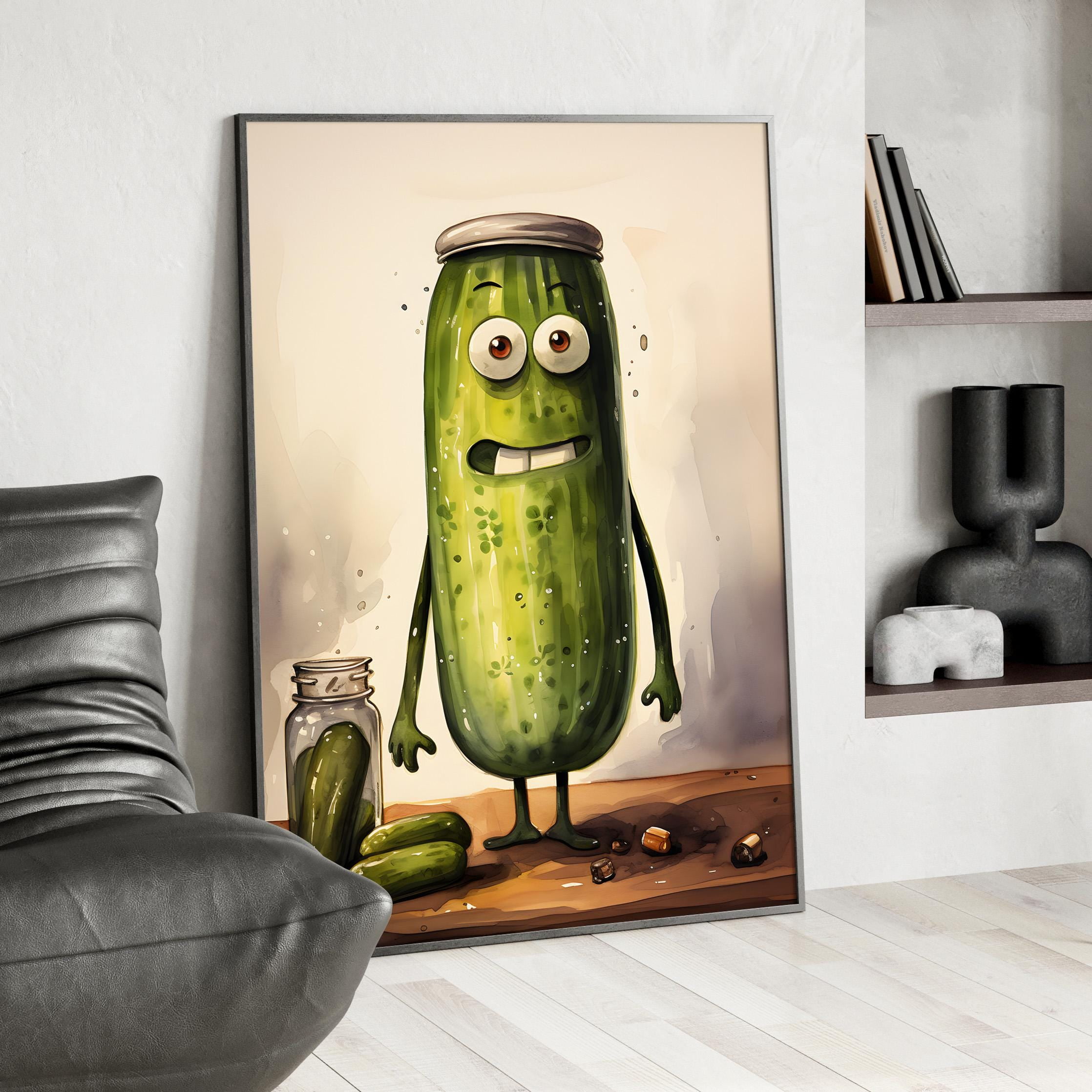 369 Prints Whimsical Pickle Style Art Print Kosher Pickle Calming Color ...