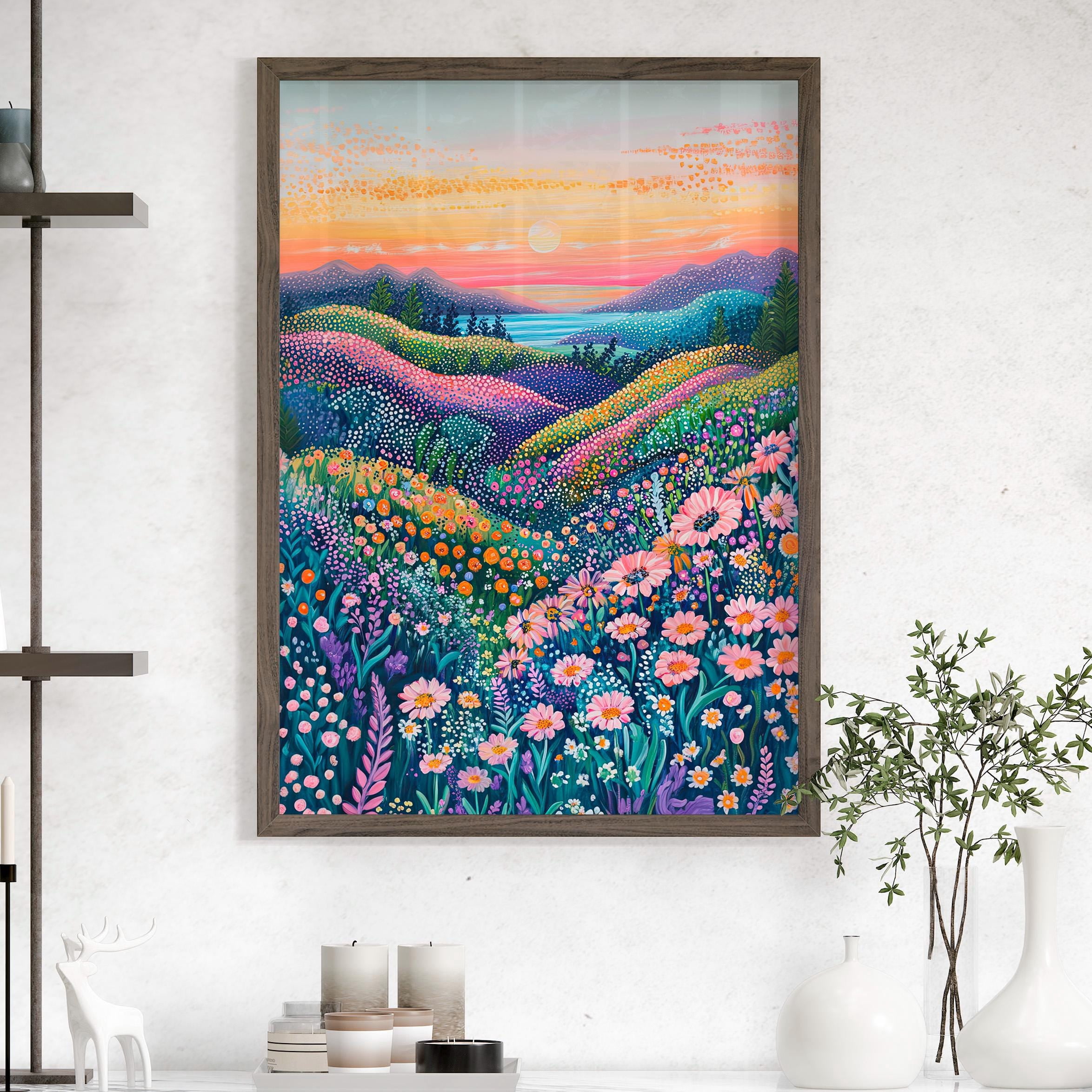 369 Prints Whimsical Sunrise Colorful Landscape Poster Wildflower Hills ...