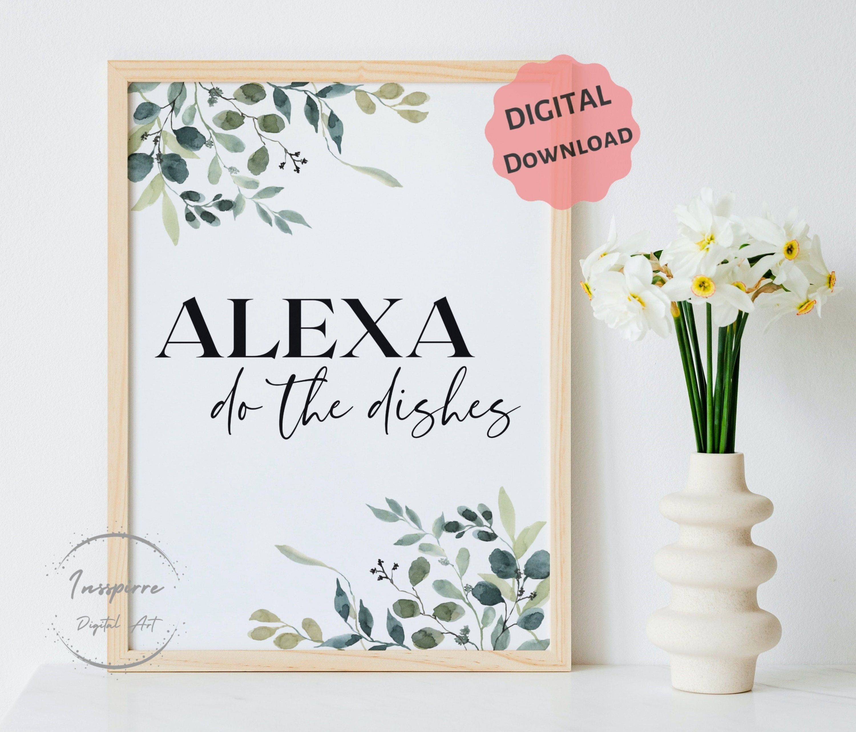 369 Prints alexa Do The Dishes, Kitchen Wall Decor, Botanical Art ...