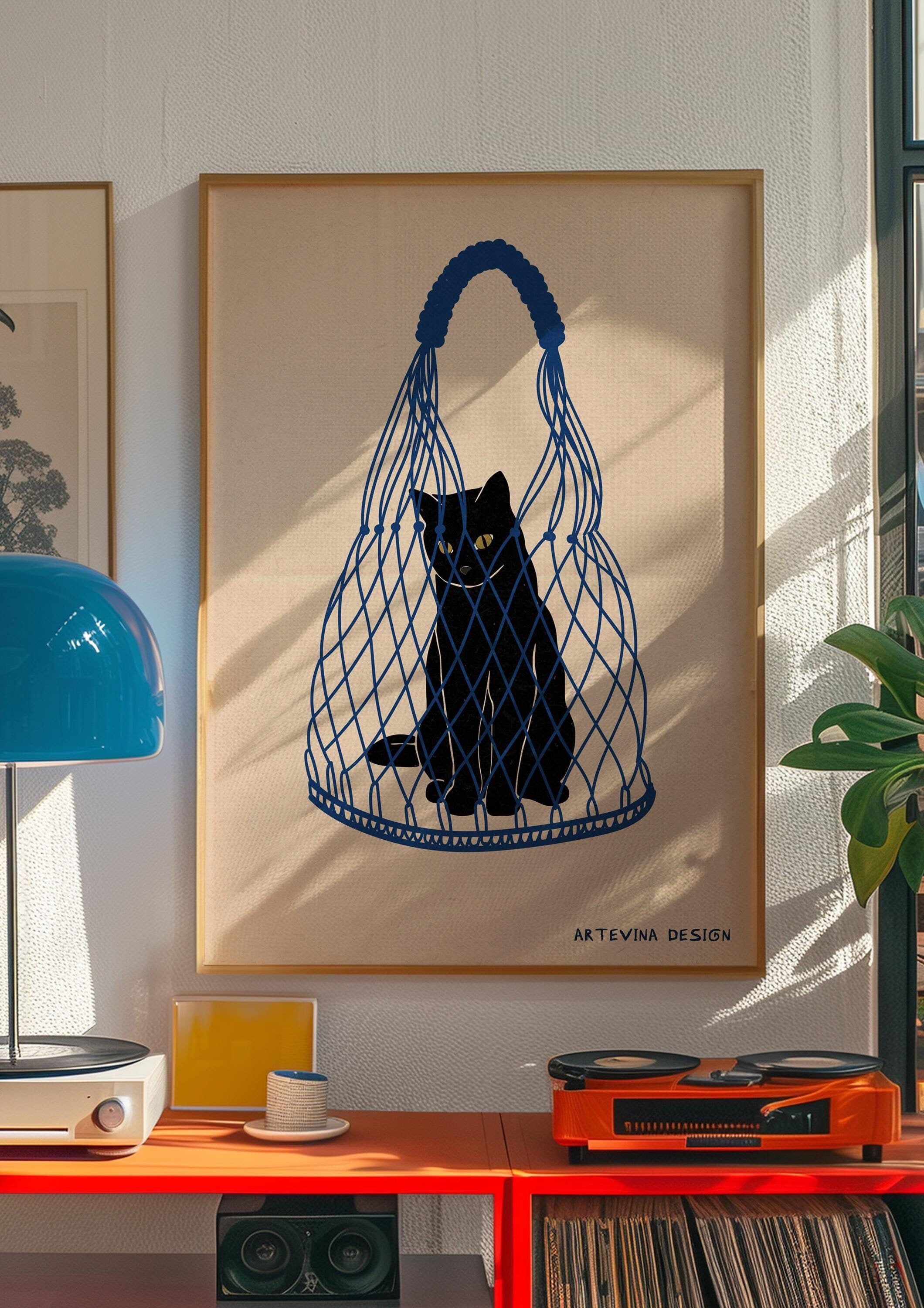 369 Prints black Cat Poster, Gift For Cat Lovers, Trendy Art Print ...