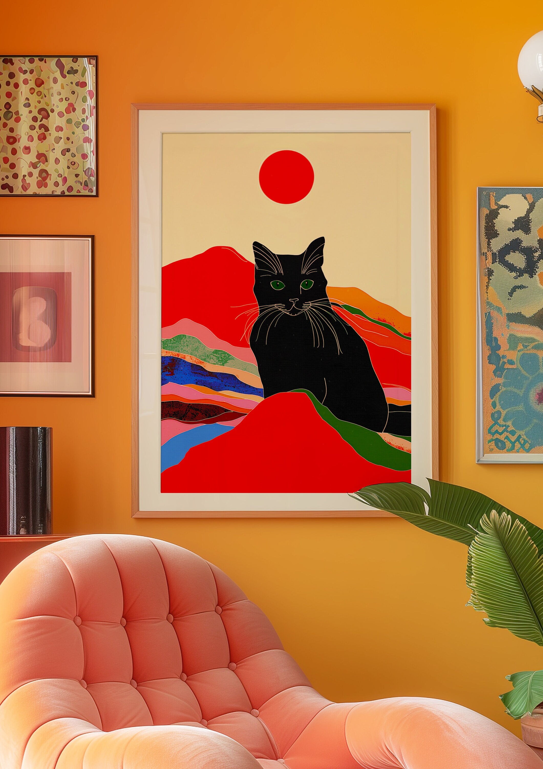369 Prints black Cat Poster, Maximalist Art, Psychedelic Art, Dopamine ...