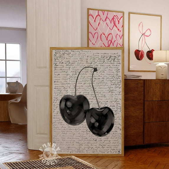 369 Prints black Cherry Print, Trendy Wall Art, Poster, Retro Funky ...