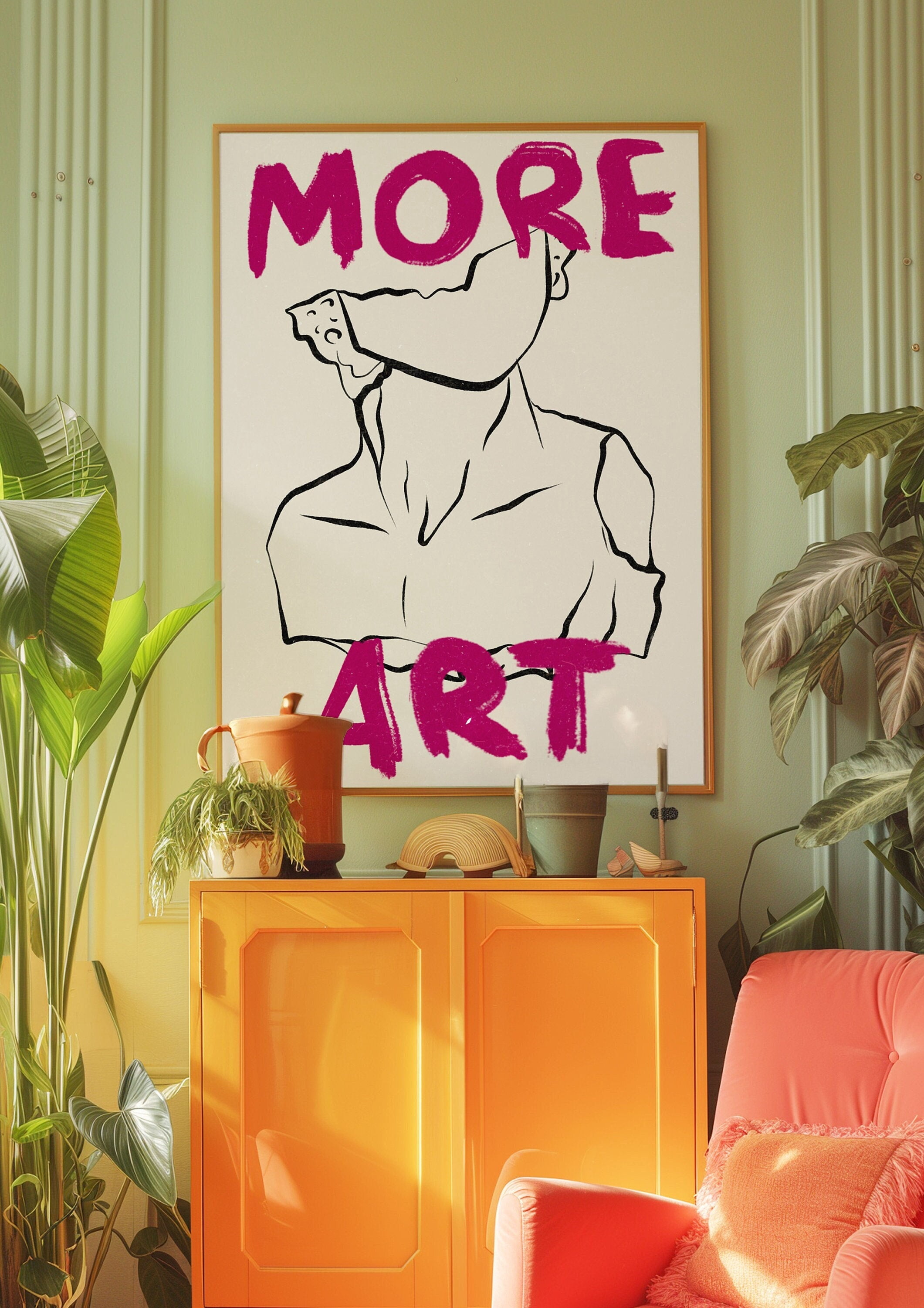 369 Prints black Line Art, 70S Print, Pink Wall Art, More Art Poster ...