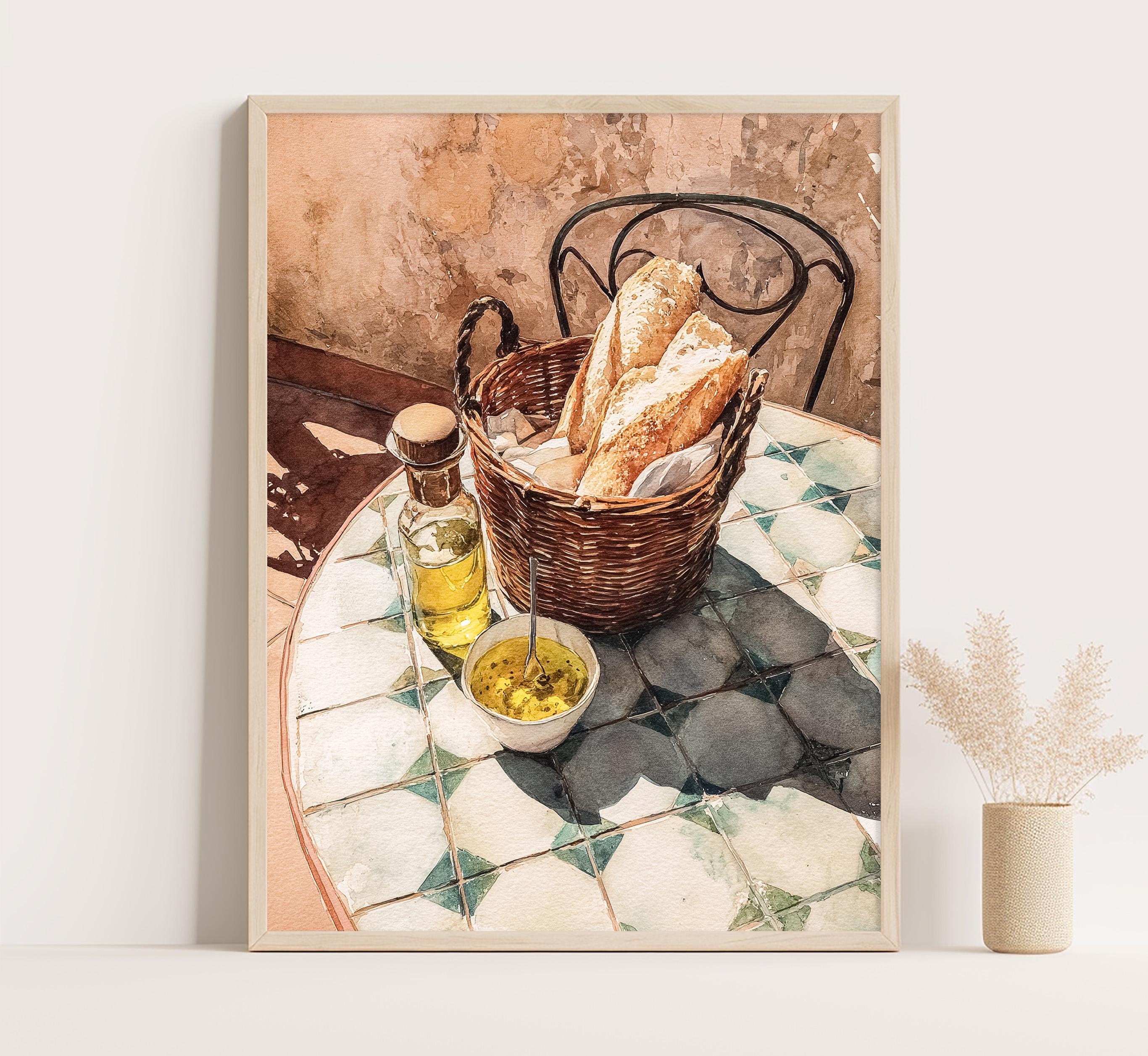369 Prints bread And Olive Oil Print, Rustic Italian Kitchen Art ...