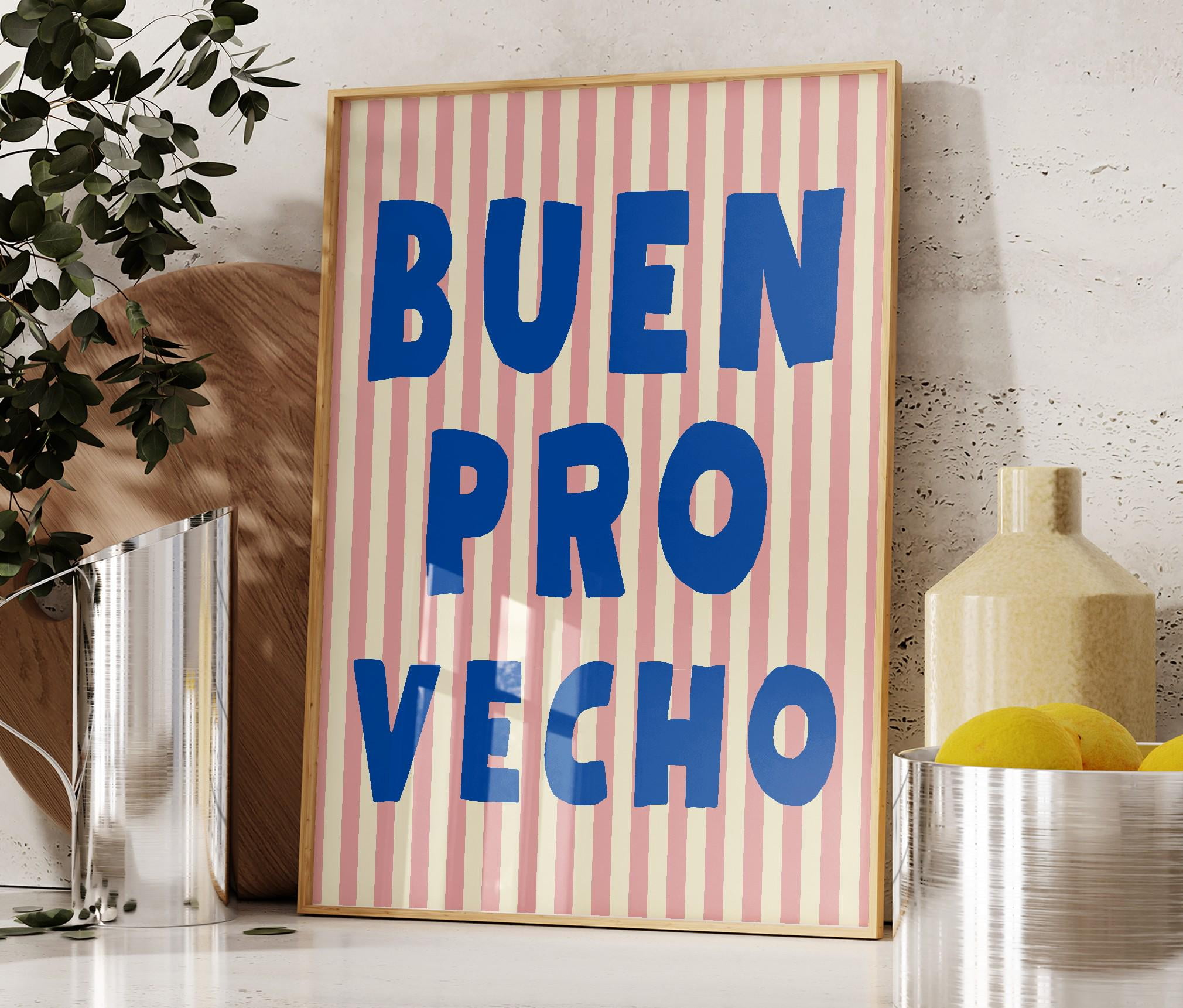 369 Prints buen Provecho, Spanish Bon Appetit Sign, Trendy Kitchen Wall ...