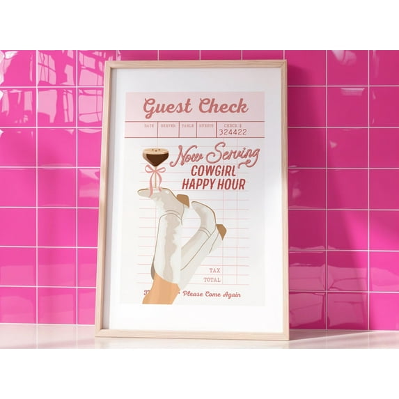 369 Prints coastal Cowgirl Happy Hour Guest Check Print | Trendy Espresso Martini Wall Art ...