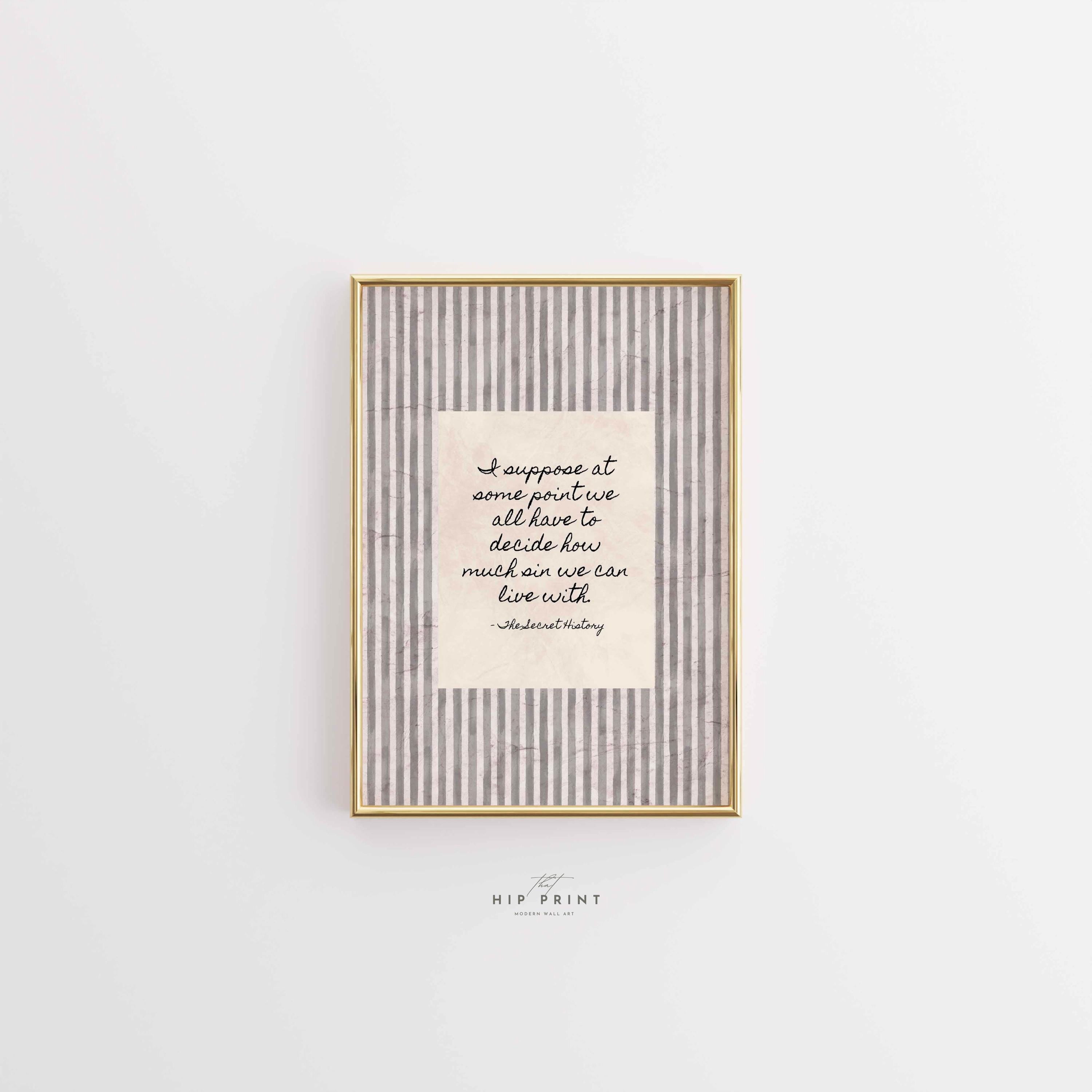 369 Prints dark Academia Quote Wall Art For Book Lovers, Striped Moody ...