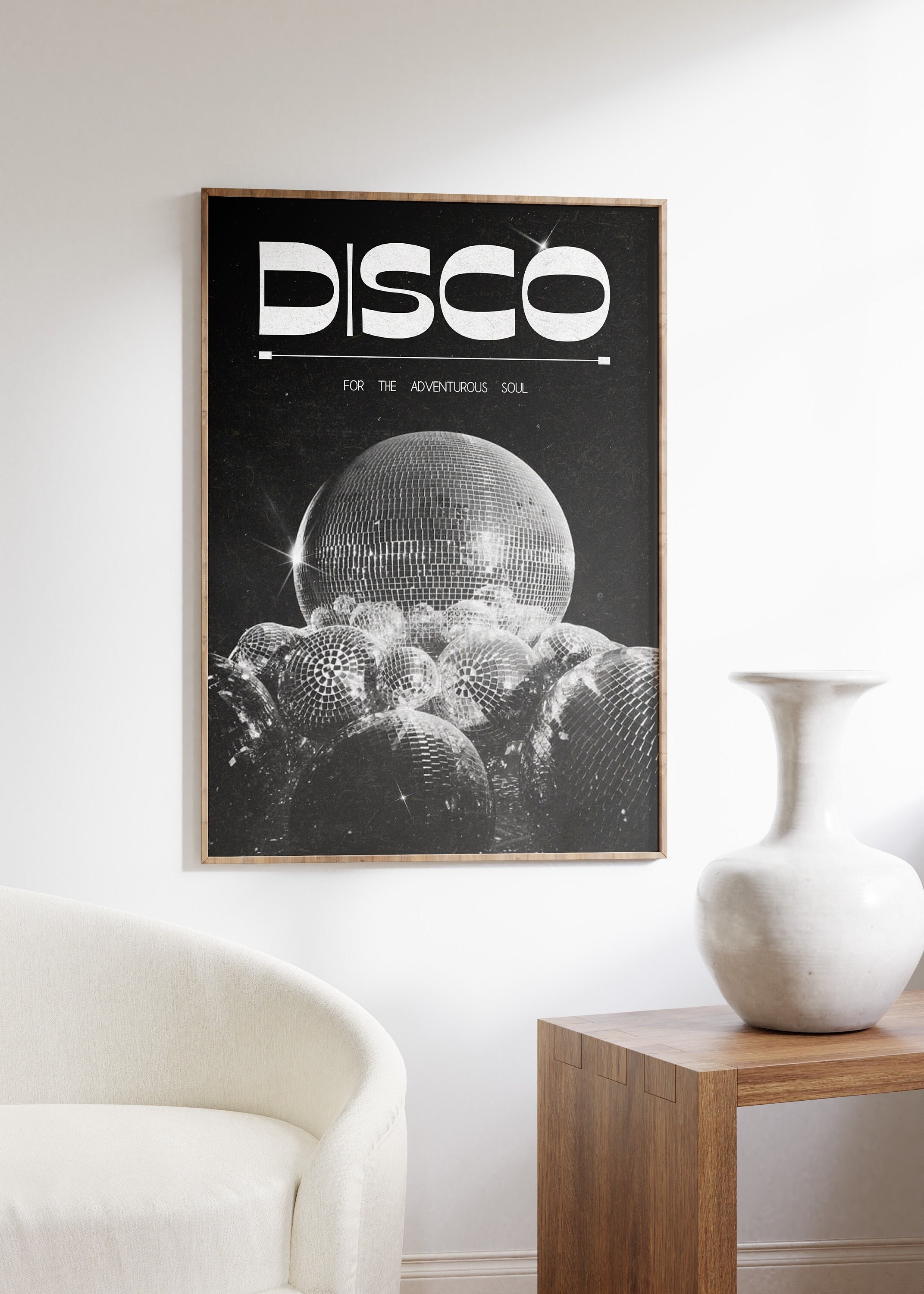 369 Prints disco Ball Poster, Black Wall Art, Retro Poster, Y2K Poster ...
