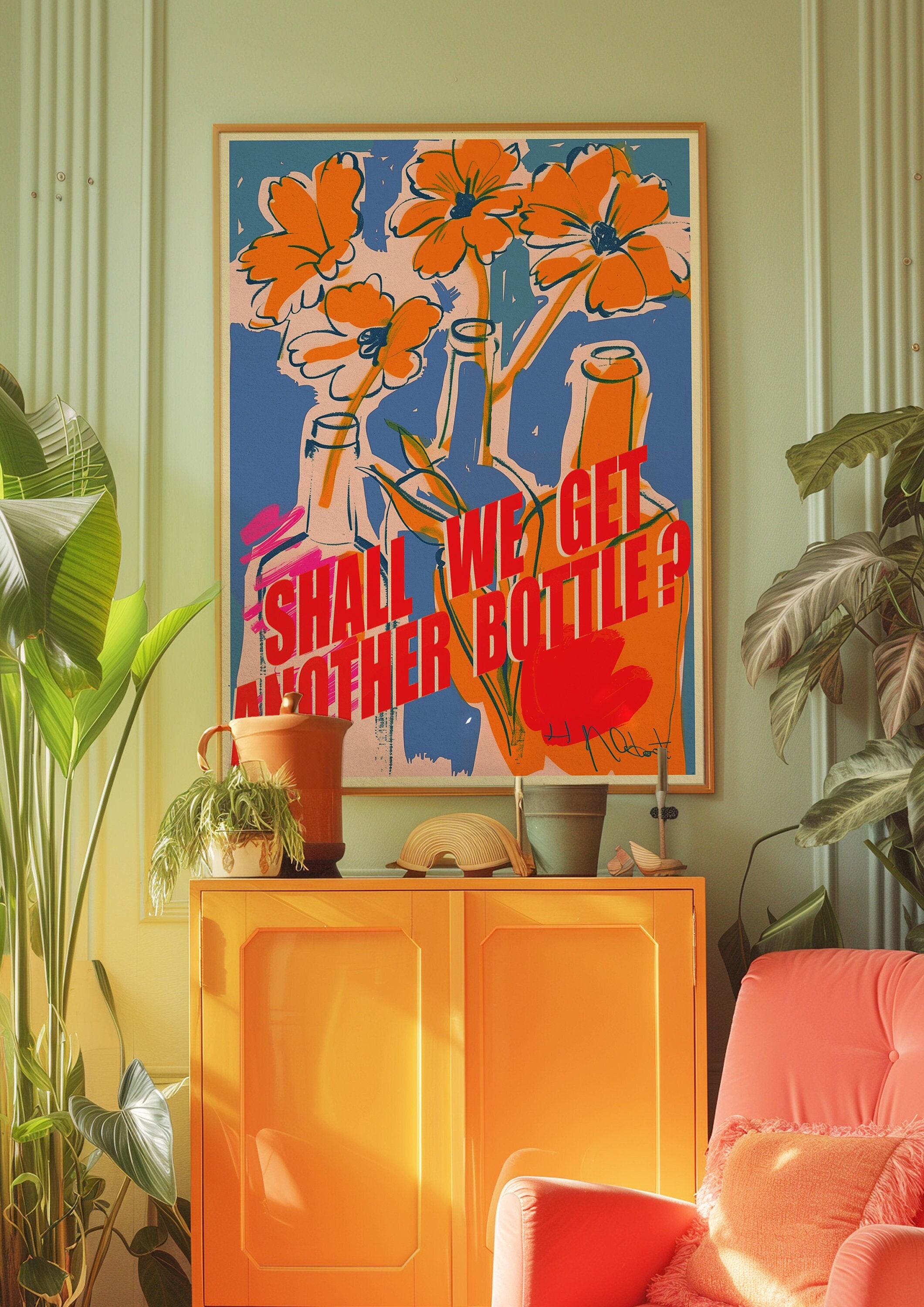 369 Prints dopamine Decor, Maximalist Wall Art, Red Wall Art, Kitchen ...