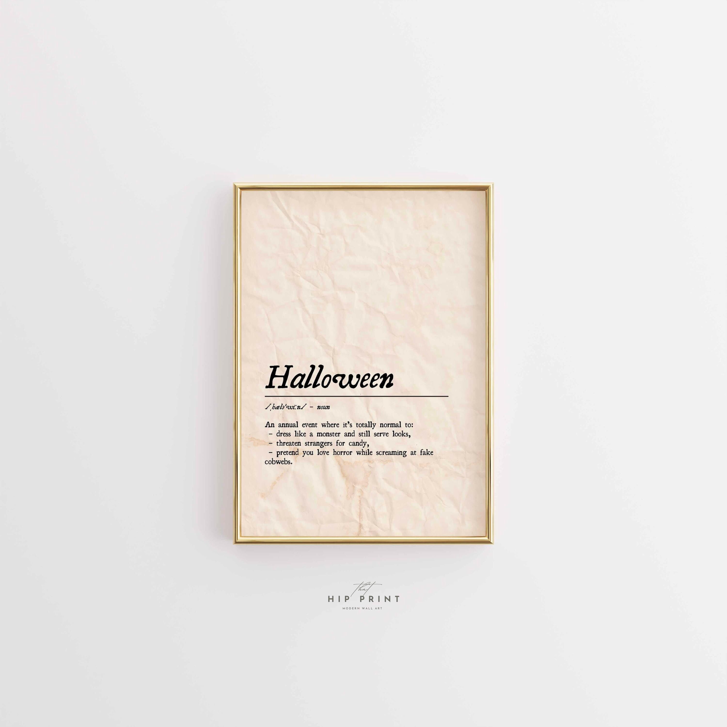 369 Prints funny Halloween Definition Wall Art, Spooky Minimal Decor ...