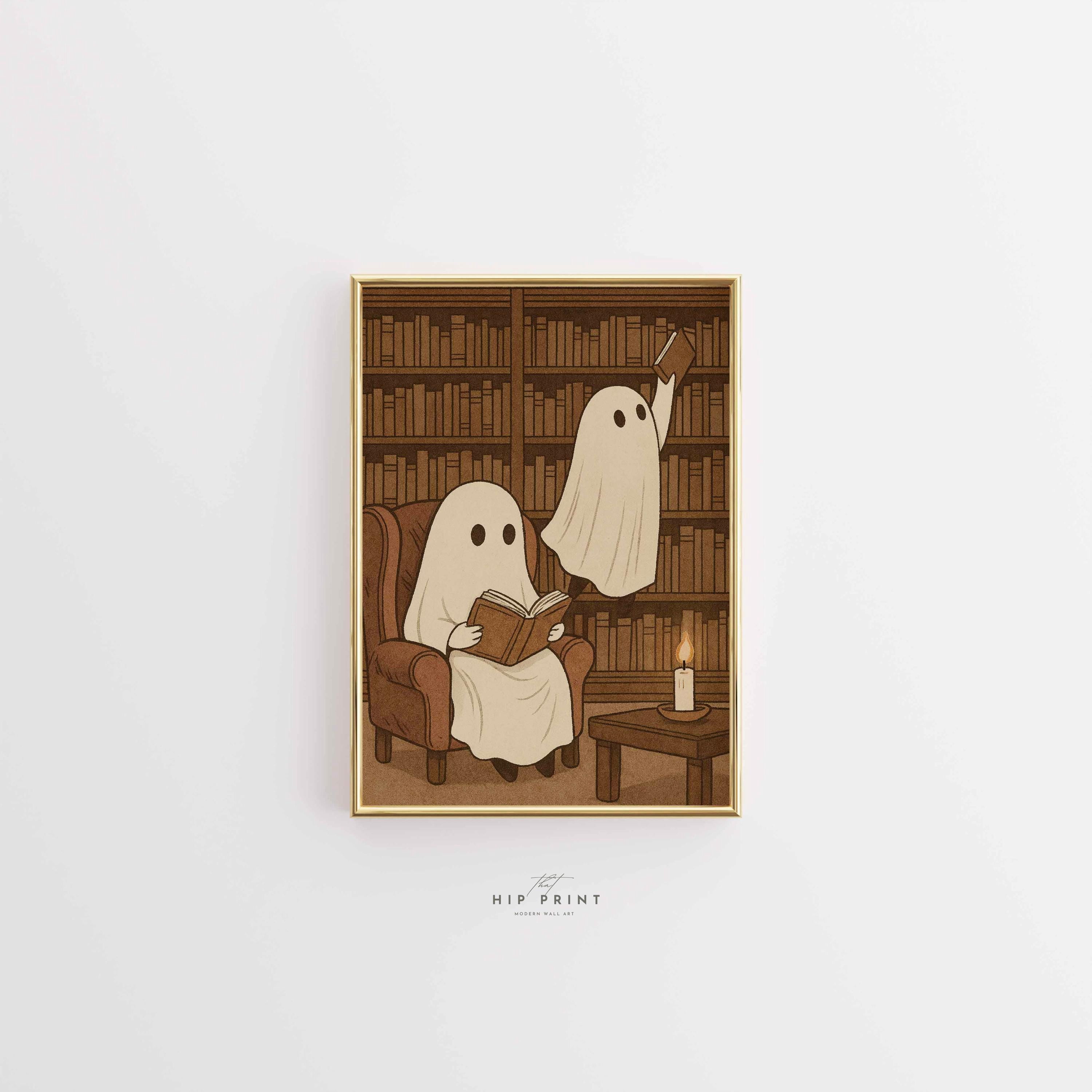 369 Prints ghost Library Wall Art For Book Lovers, Spooky Halloween ...