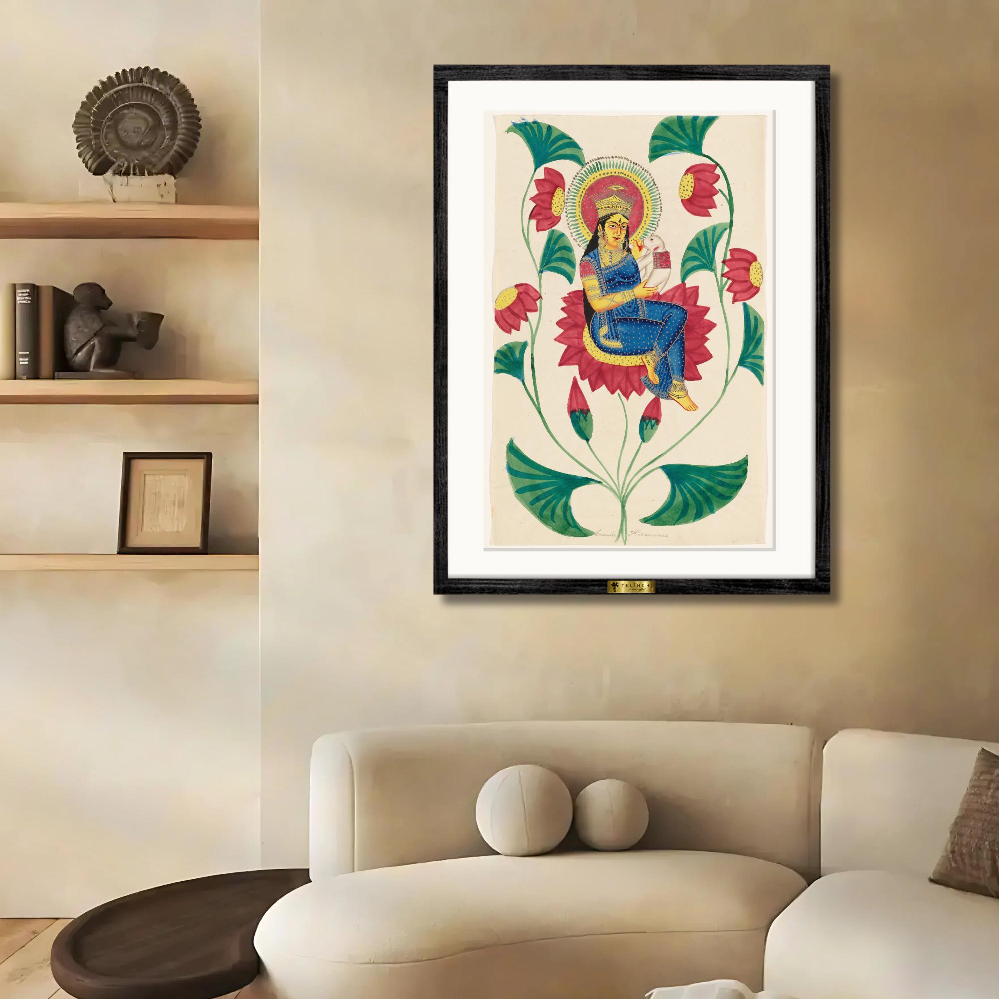 369 Prints goddess Saraswati On Lotus Art Print – Museum Wall Art ...