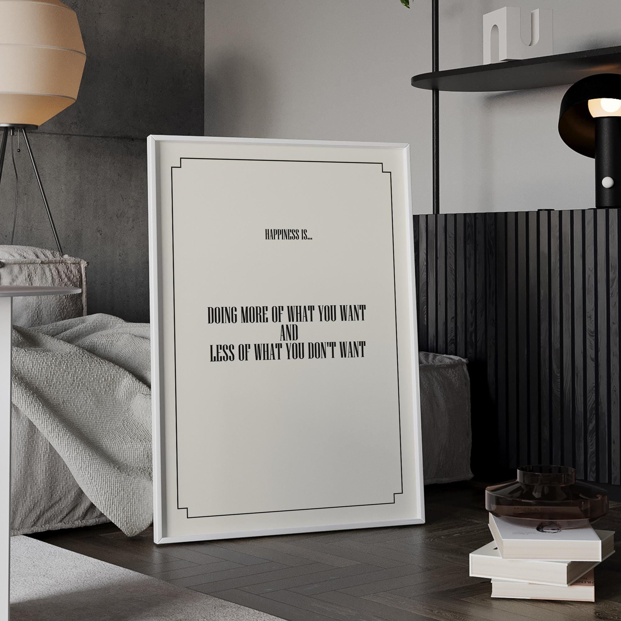 369 Prints happiness Is Motivational Poster - Minimalist Typography ...