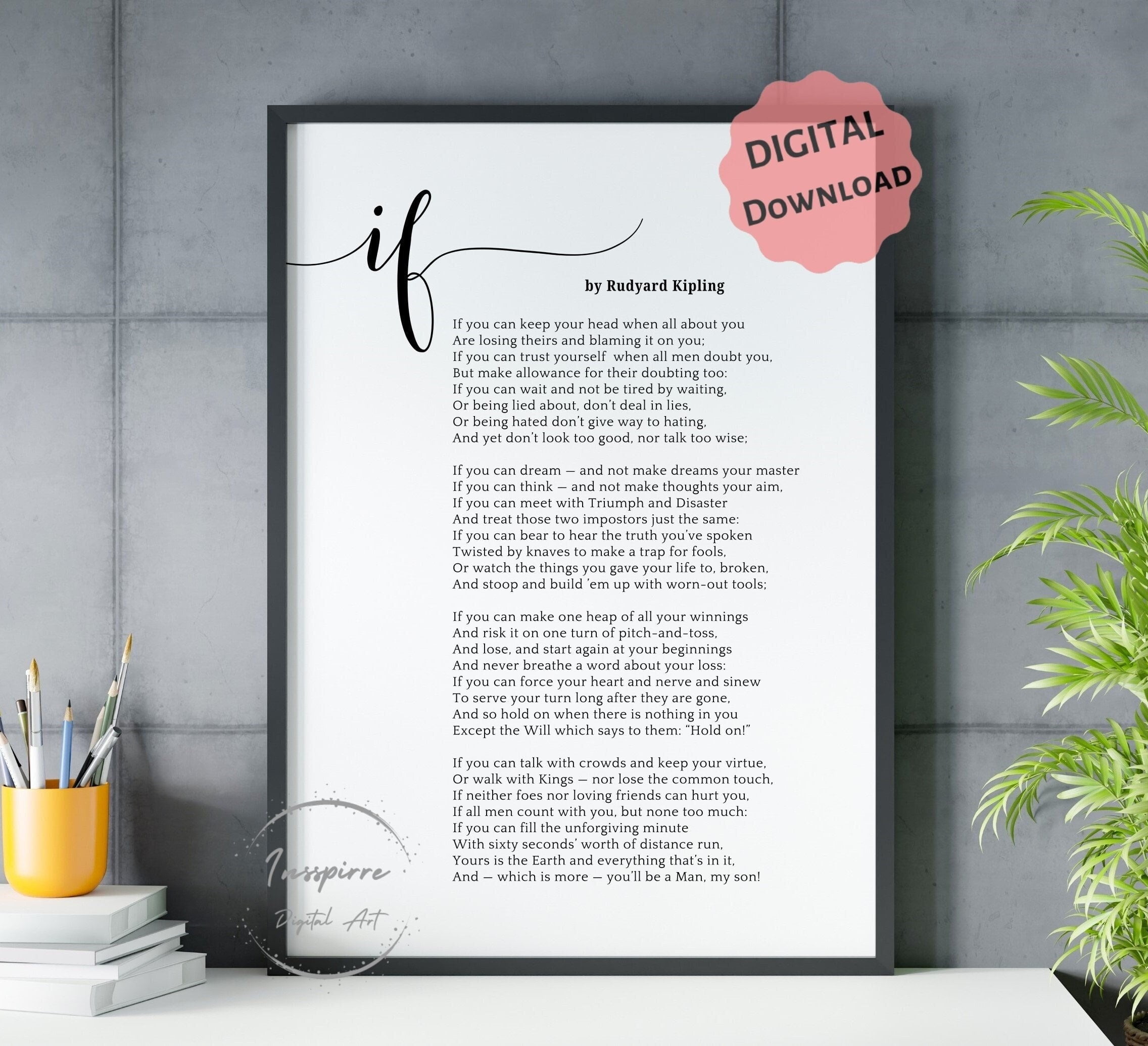 369 Prints if By Rudyard Kipling, Poetry Wall Art, Minimalist ...