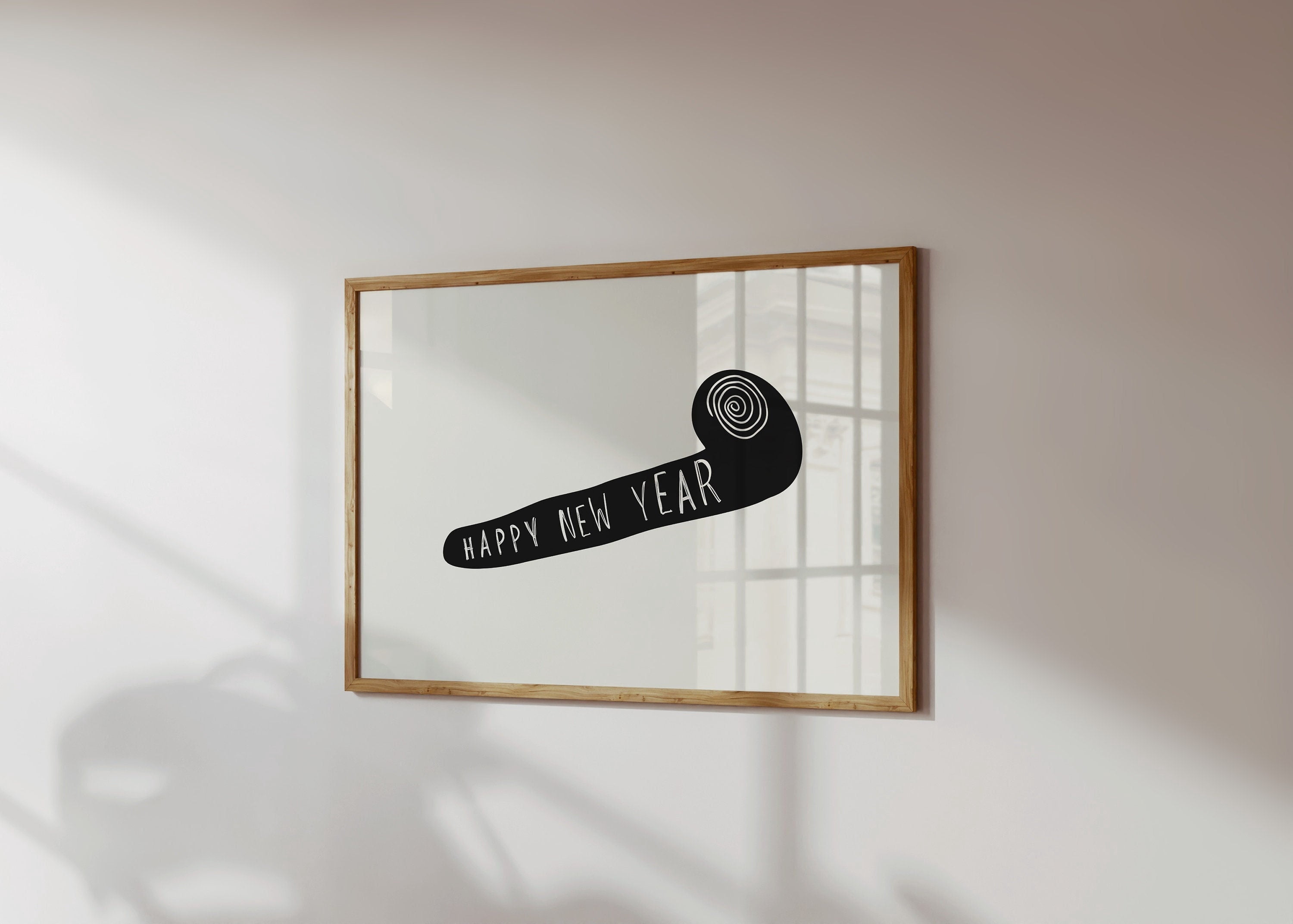 369 Prints minimalist New Years Wall Art Party Horn Poster Trendy Nye ...