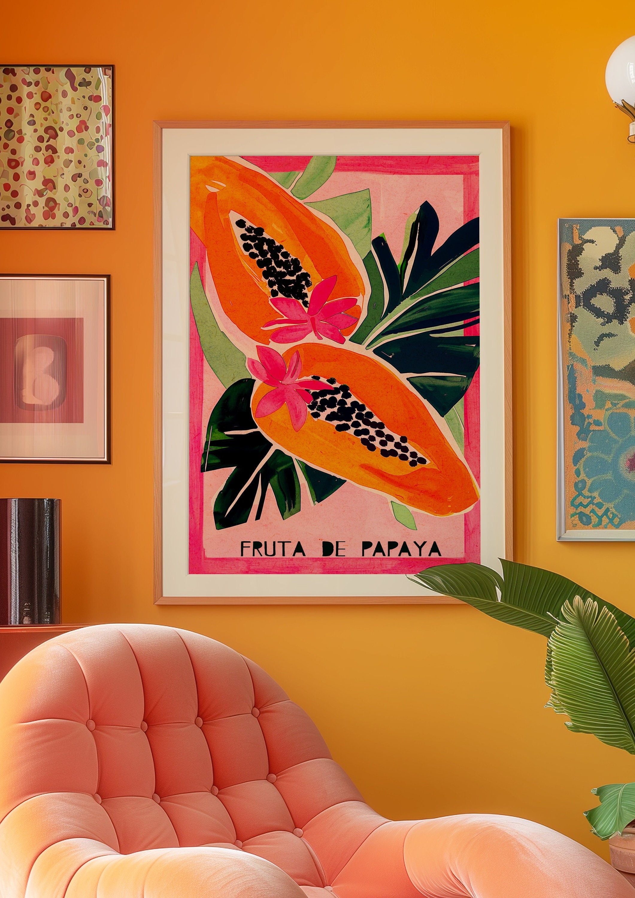 369 Prints papaya Poster, 70S Retro Poster, Orange Wall Art, Dining ...