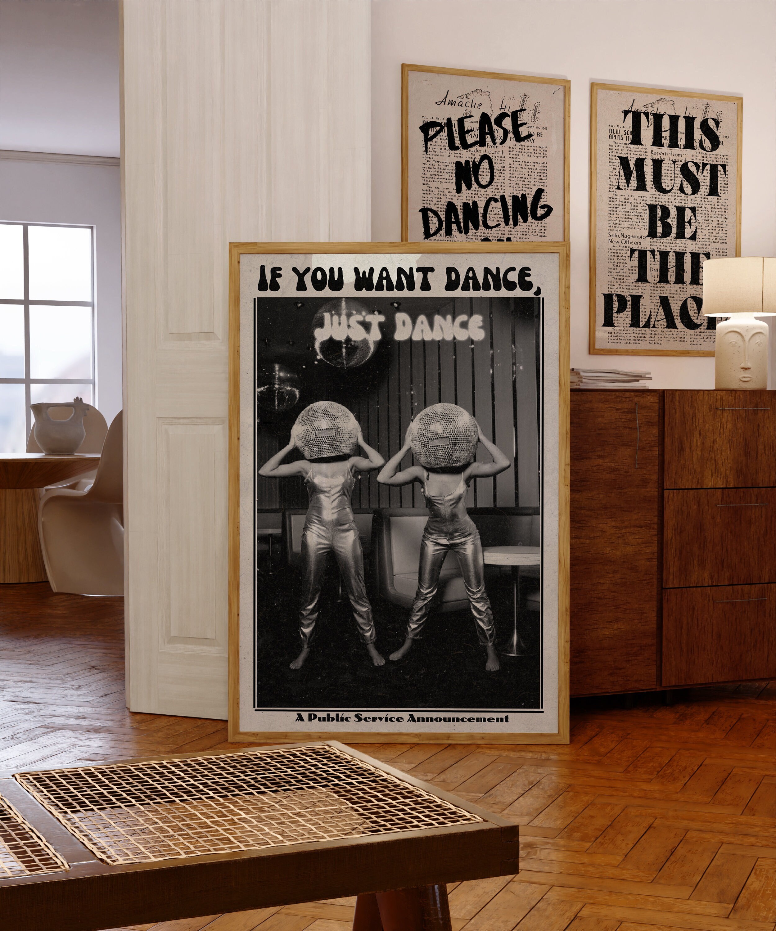 369 Prints party Poster, 70S Art, Black Wall Art, Disco Ball Print ...