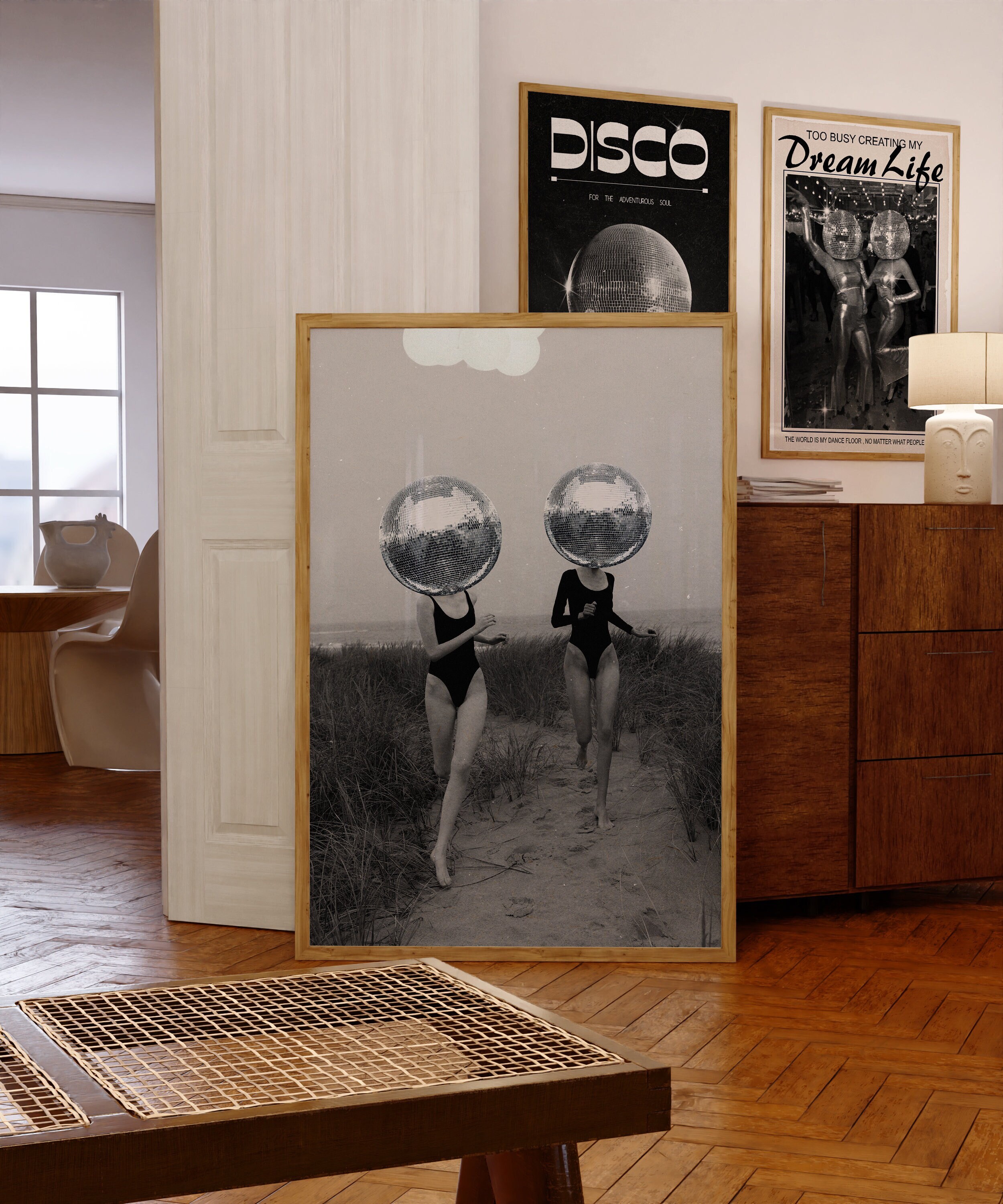 369 Prints party Poster, 70S Art, Black Wall Art, Disco Ball Print ...