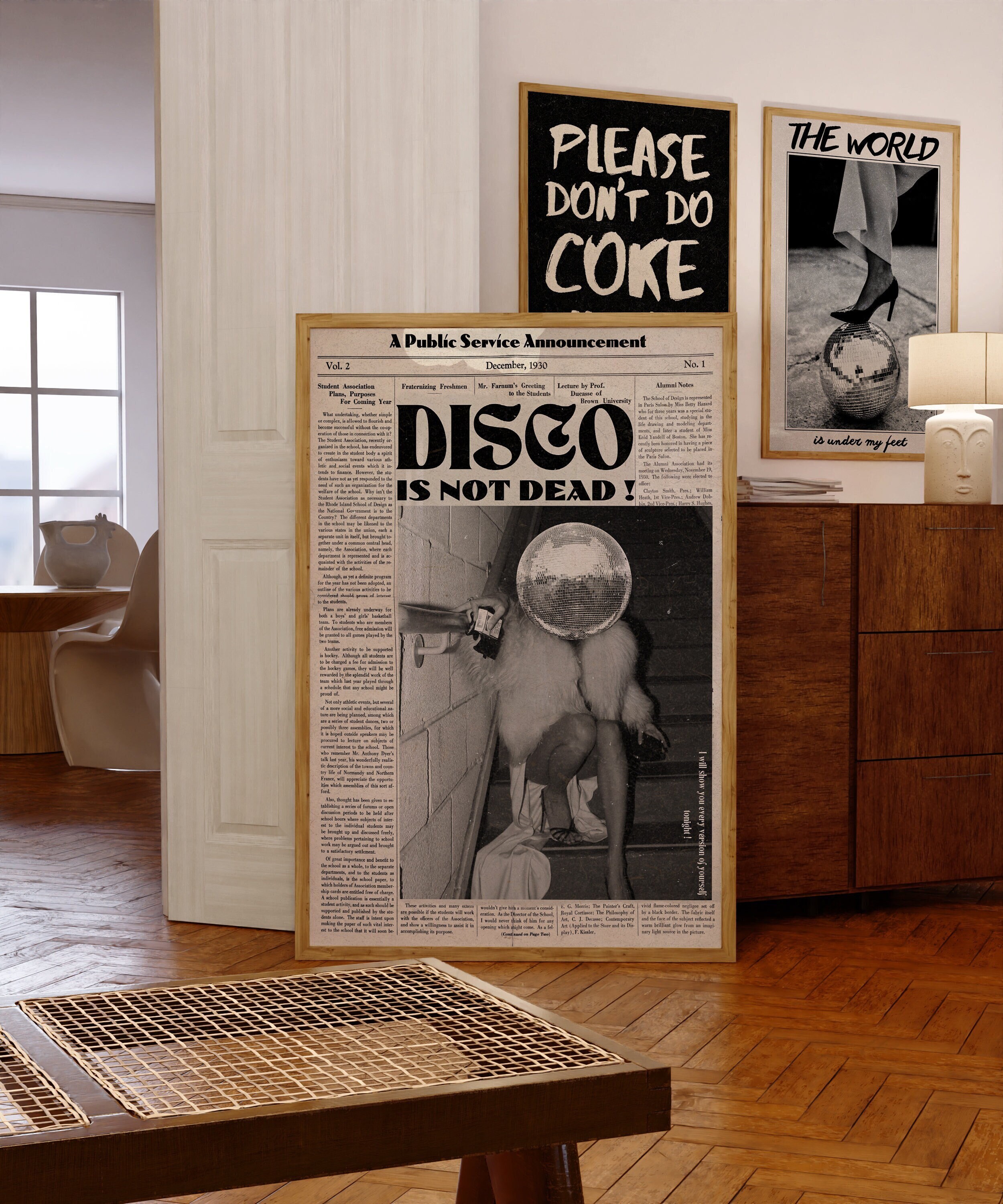 369 Prints party Poster, 70S Art, Black Wall Art, Disco Ball Print ...