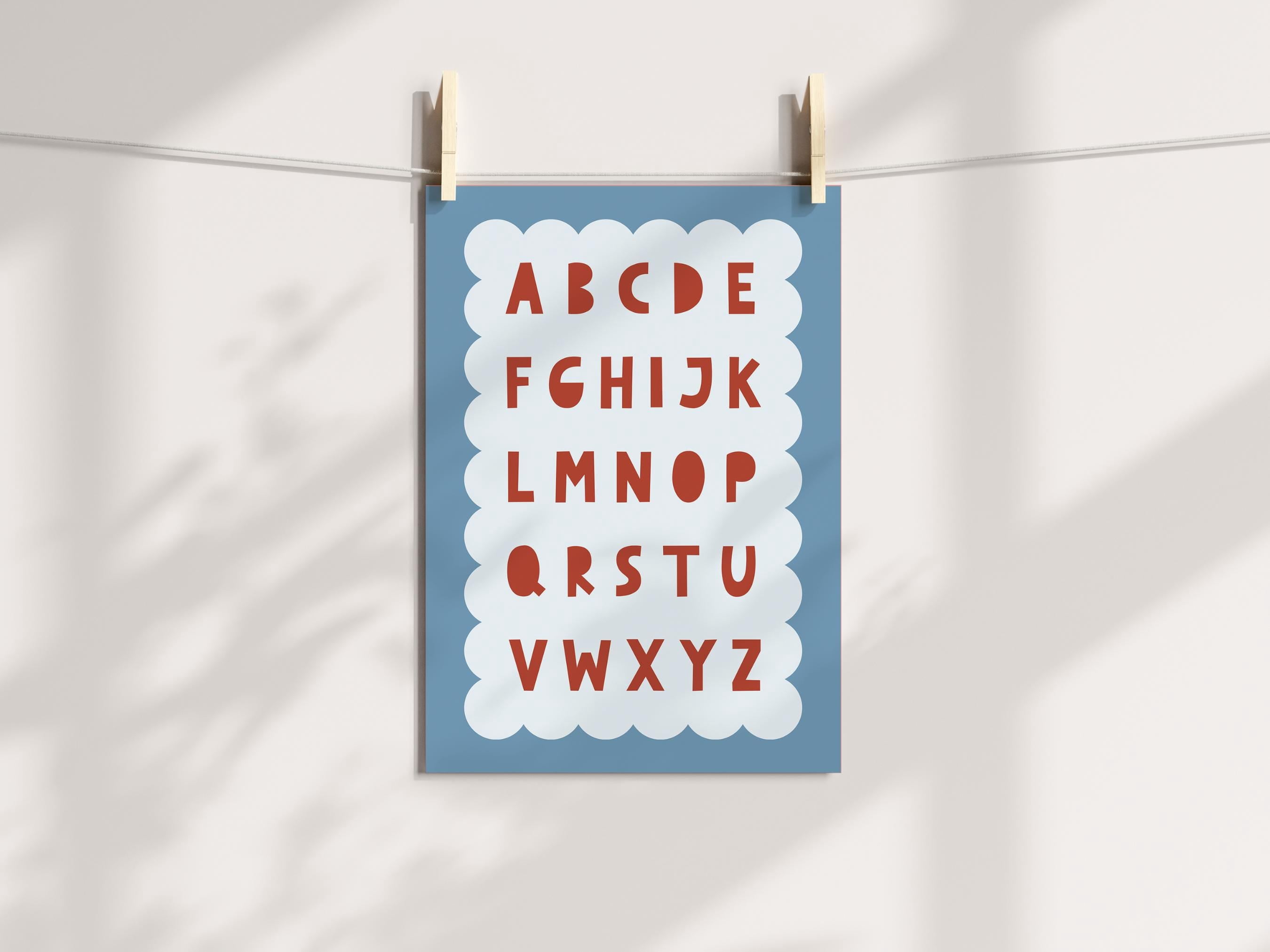 369 Prints red & Blue Abc Print | Kids Boys Playroom Wall Art, Cute ...