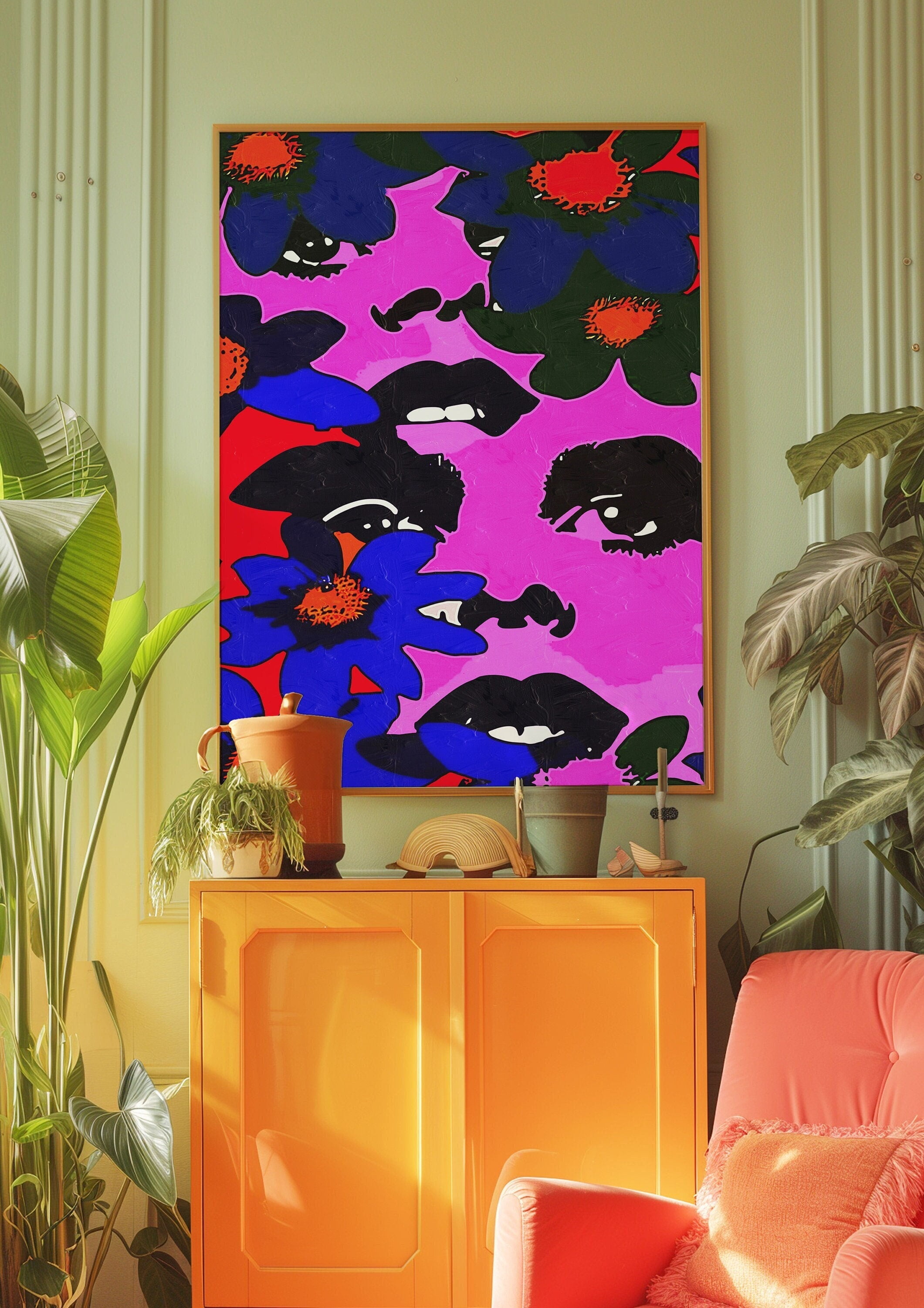 369 Prints red Wall Art, 70S Poster, Y2K Checkered Print, Psychedelic ...