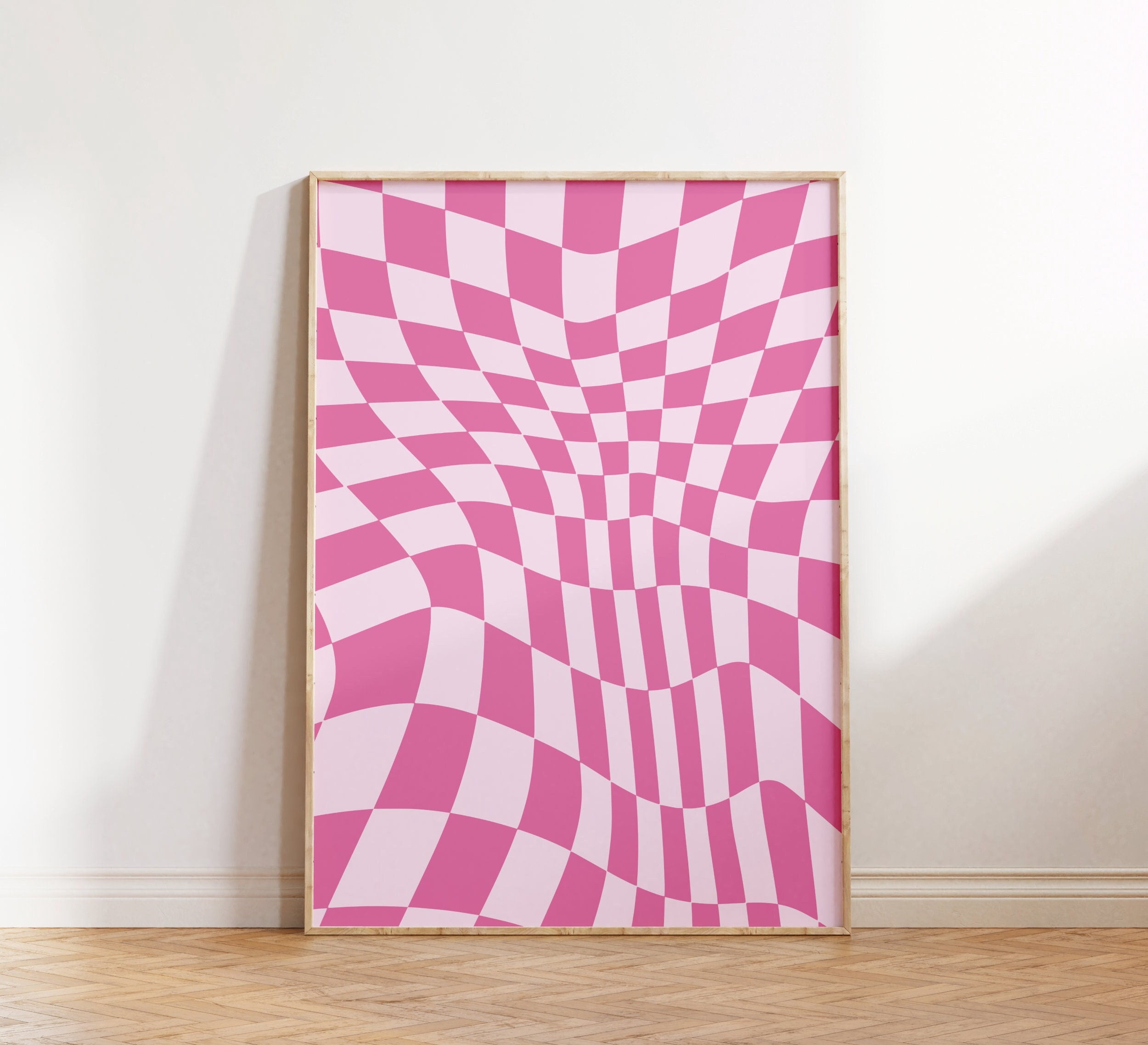 369 Prints retro Groovy Wall Art, Checkered Print, Pink Poster, Wall ...