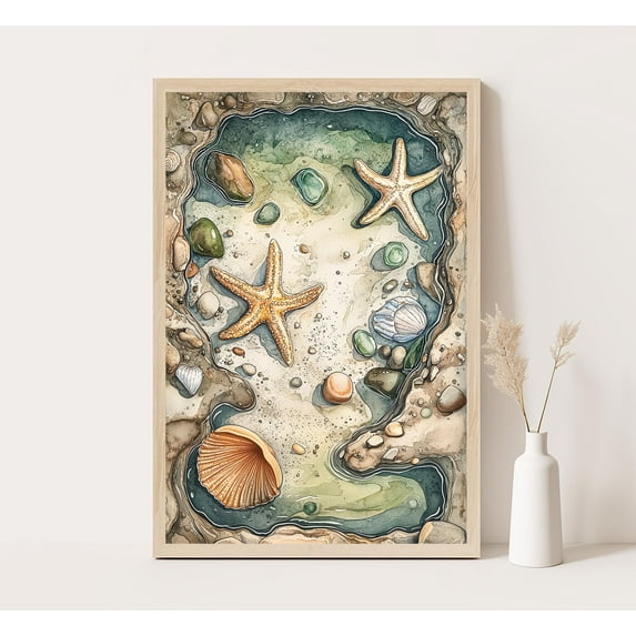 369 Prints starfish & Shells Print – Coastal Beach Treasures Wall Art ...