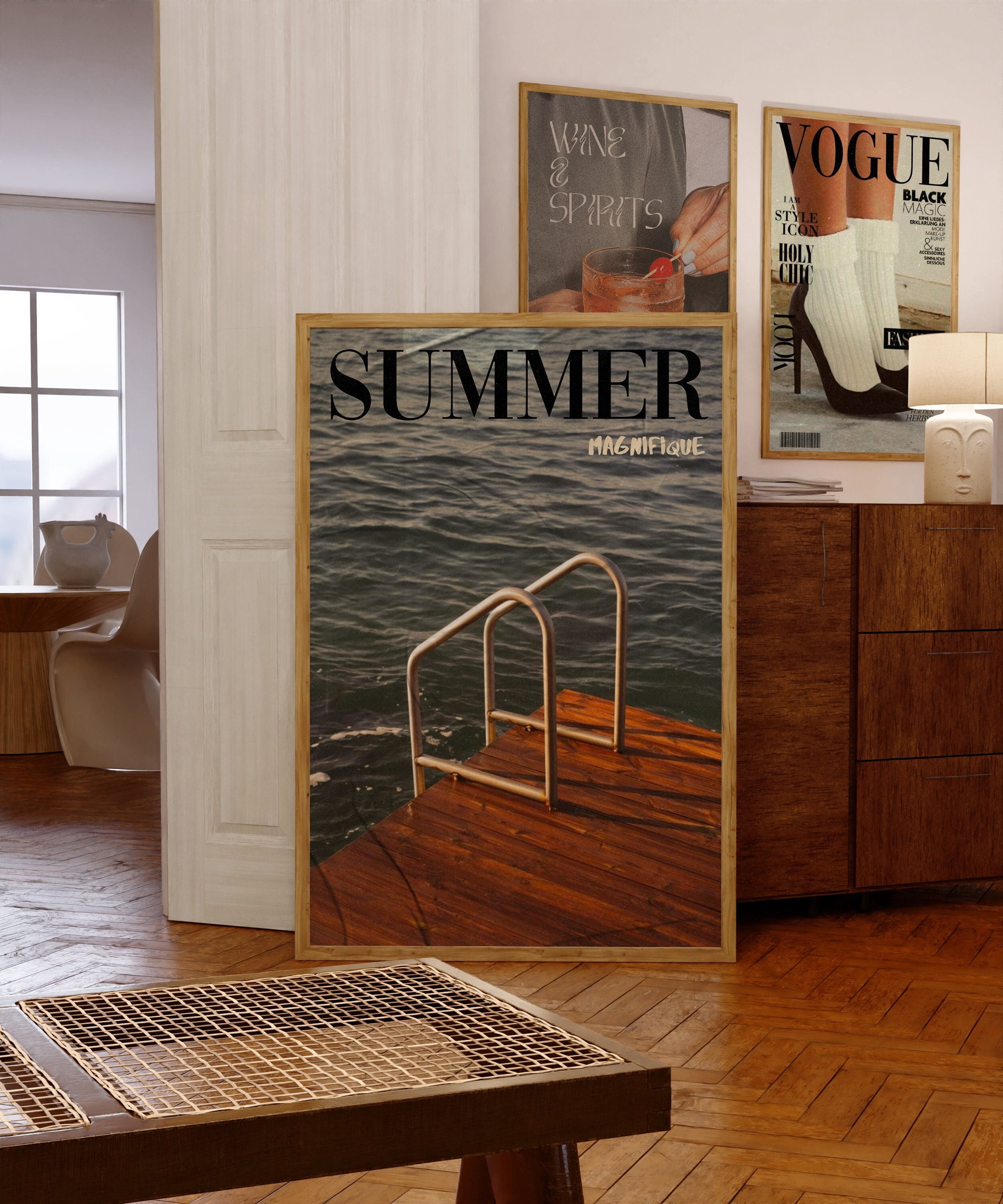 369 Prints summer Magazine Poster, 70S Print, Brown Wall Art, Beach ...