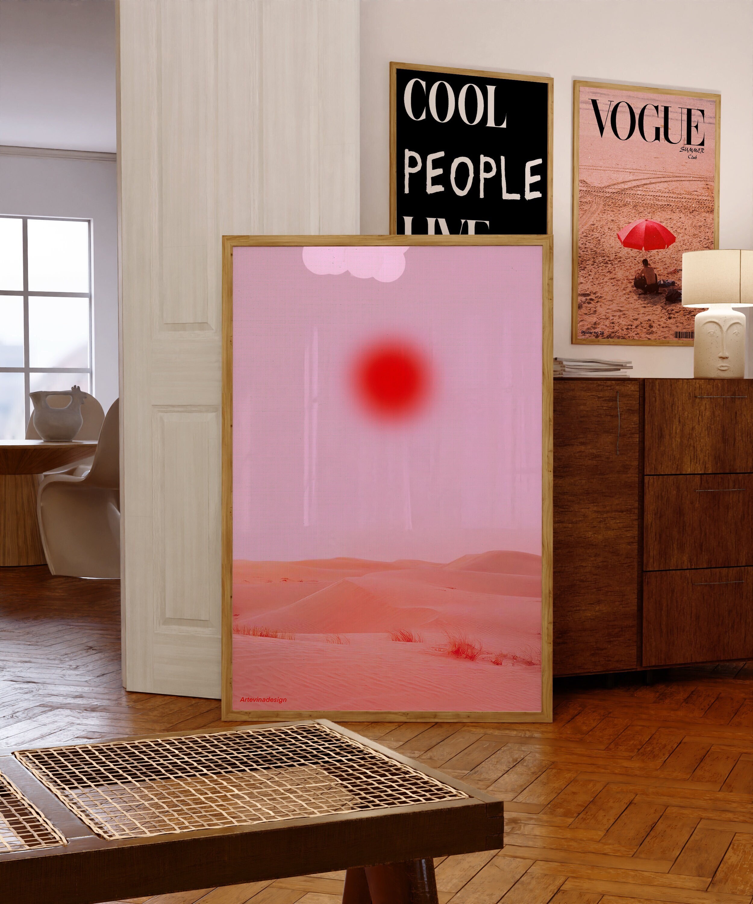 369 Prints sun Poster, 70S Wall Print, Orange Wall Art, Desert Poster ...