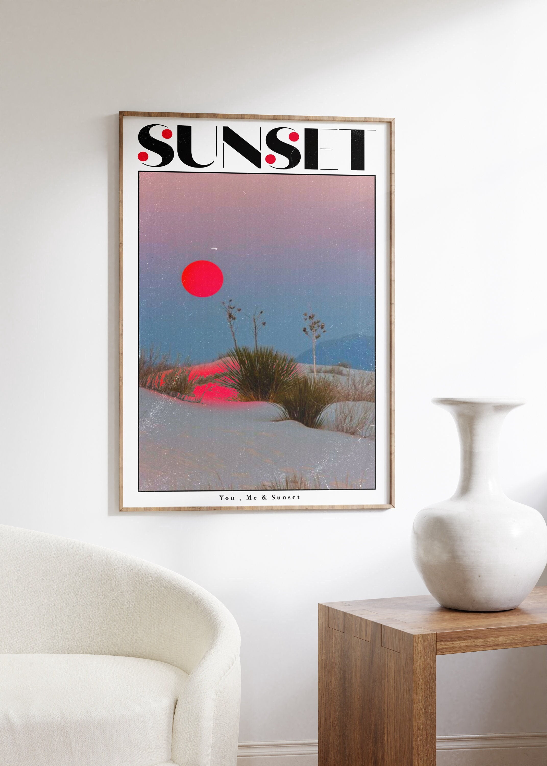 369 Prints sunset Poster, 70S Retro Print, Red Wall Art, Beach Poster ...