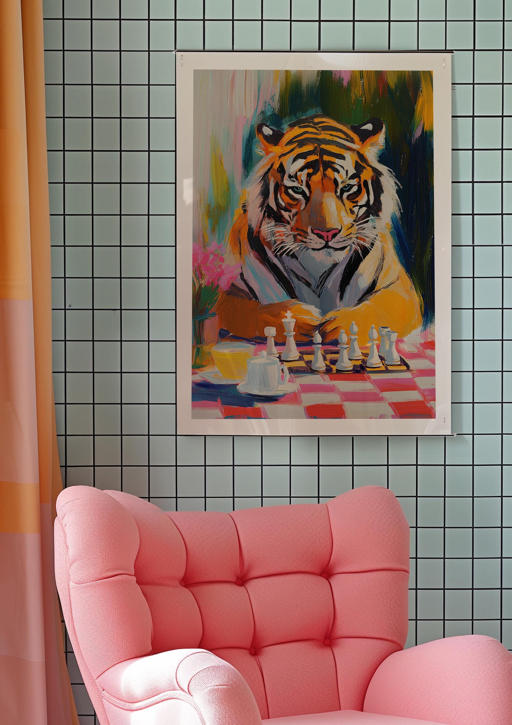 369 Prints tiger Poster, Dopamine Decor, Kitsch Aesthetic Art, Chess ...