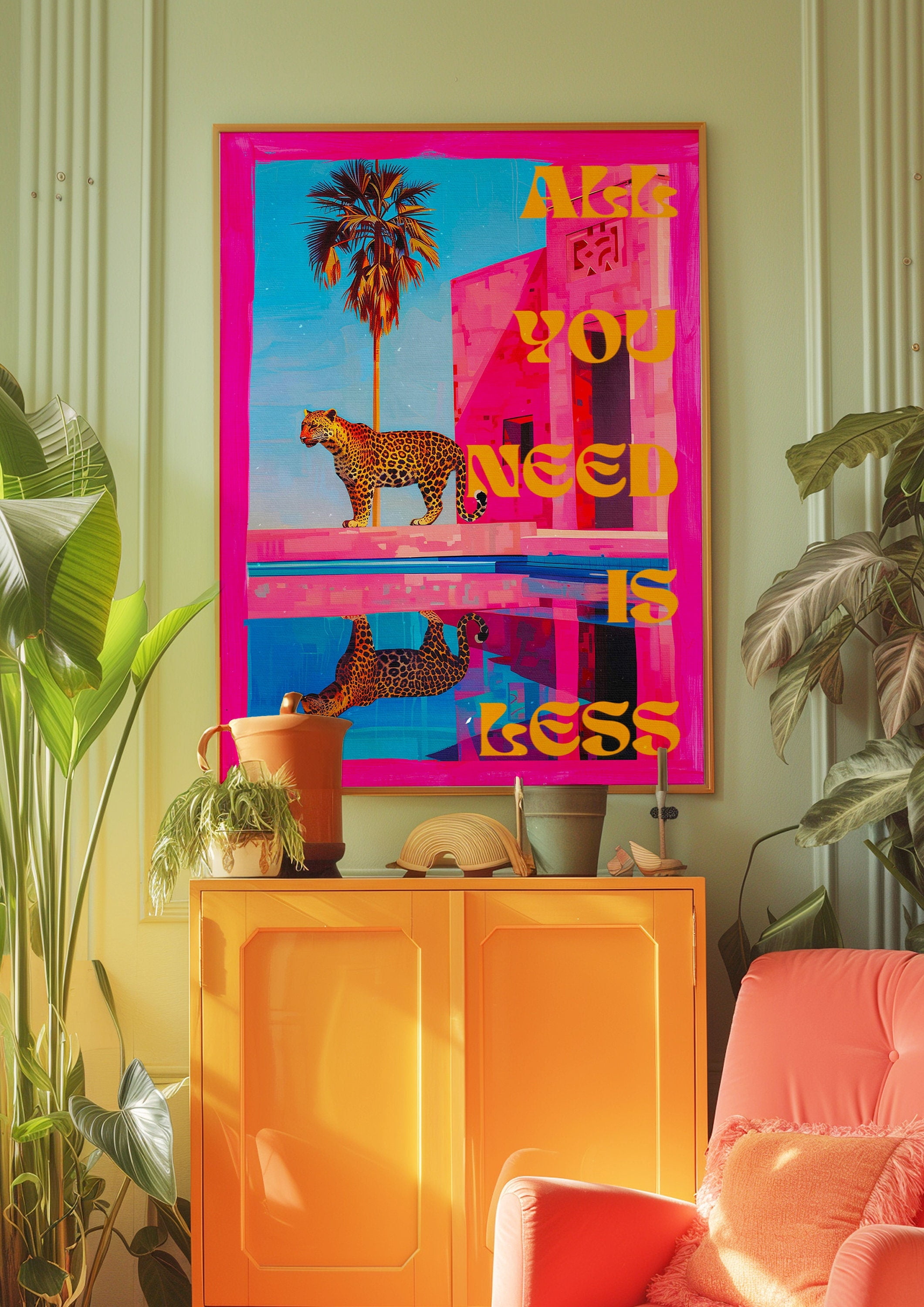 369 Prints tiger Poster, Pink Wall Art, Psychedelic Art, Dopamine Decor ...