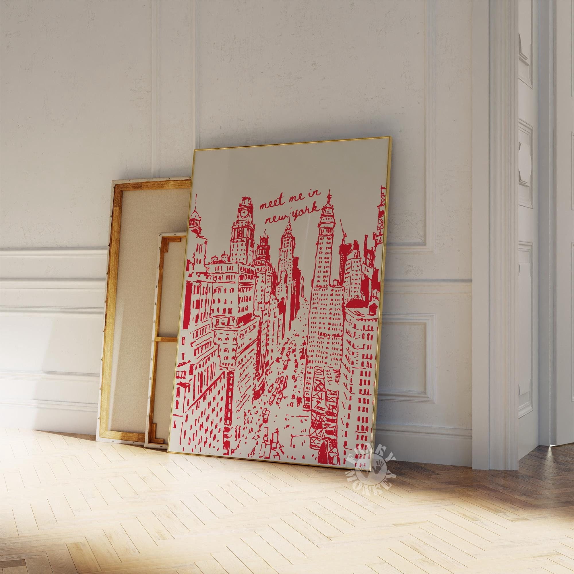 369 Prints trendy Red Nyc Print, Retro New York City Poster, Meet Me In ...