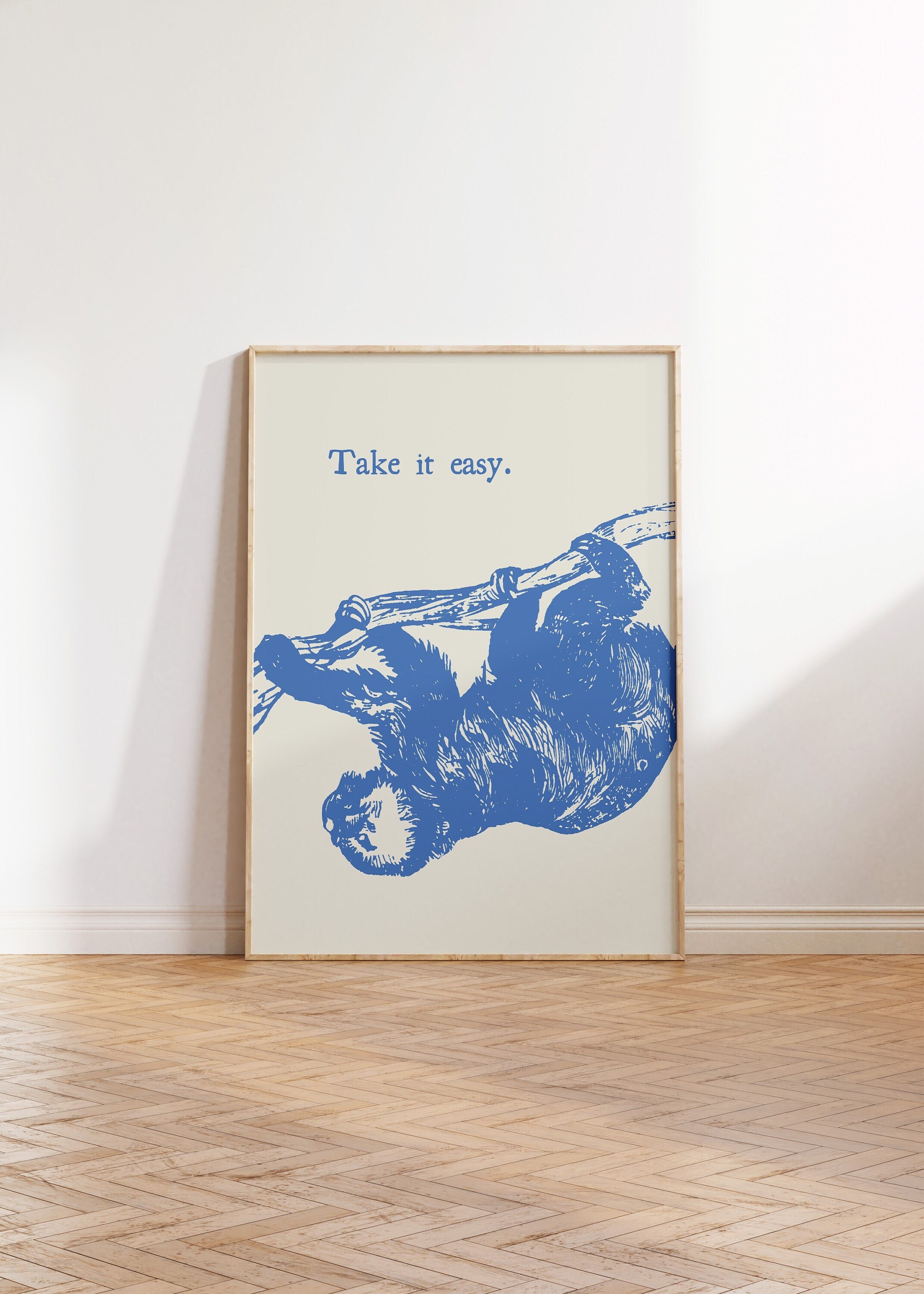 369 Prints trendy Sloth Print Positive Vibes Art Print Blue Animal ...