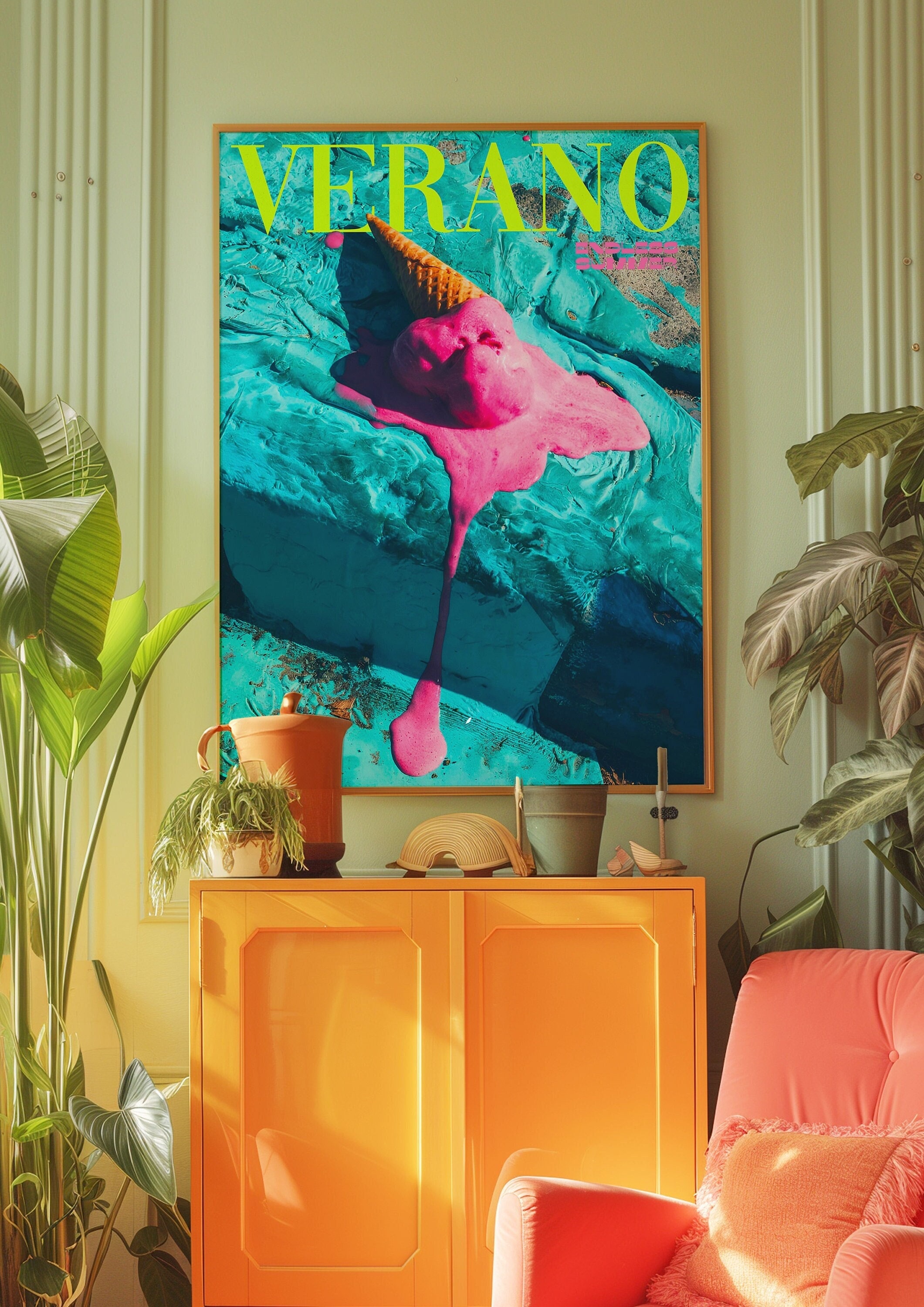 369 Prints verano Poster, Maximalist Wall Art, Blue Wall Art, Kitchen ...