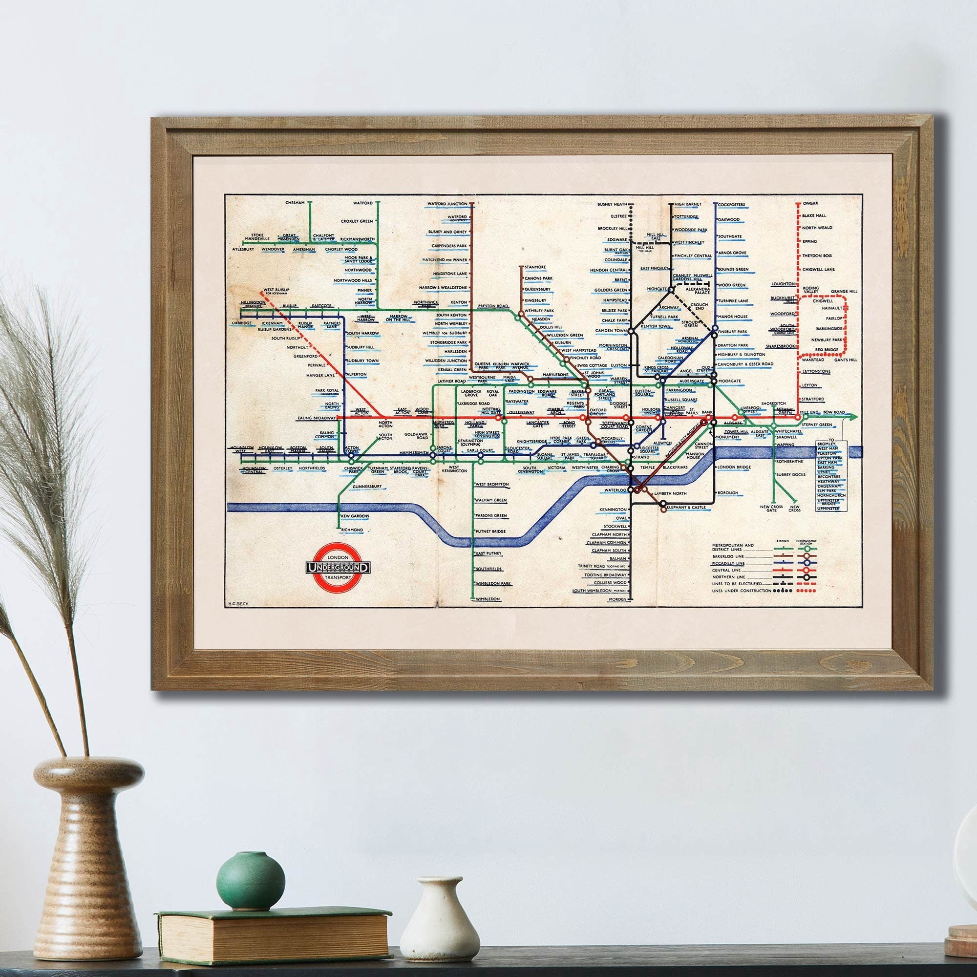 369 Prints vintage London Underground Map Print, Antique London Tube ...