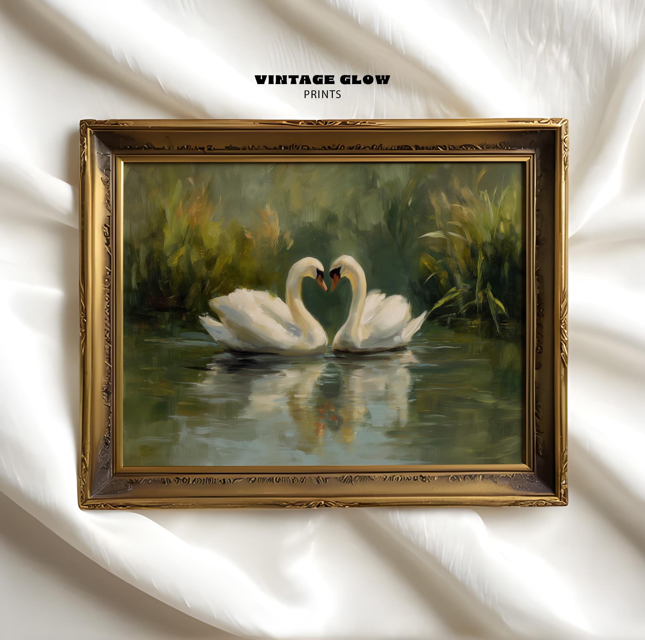 369 Prints vintage Swan Couple Art Print | Neutral Moody Bird Wall ...