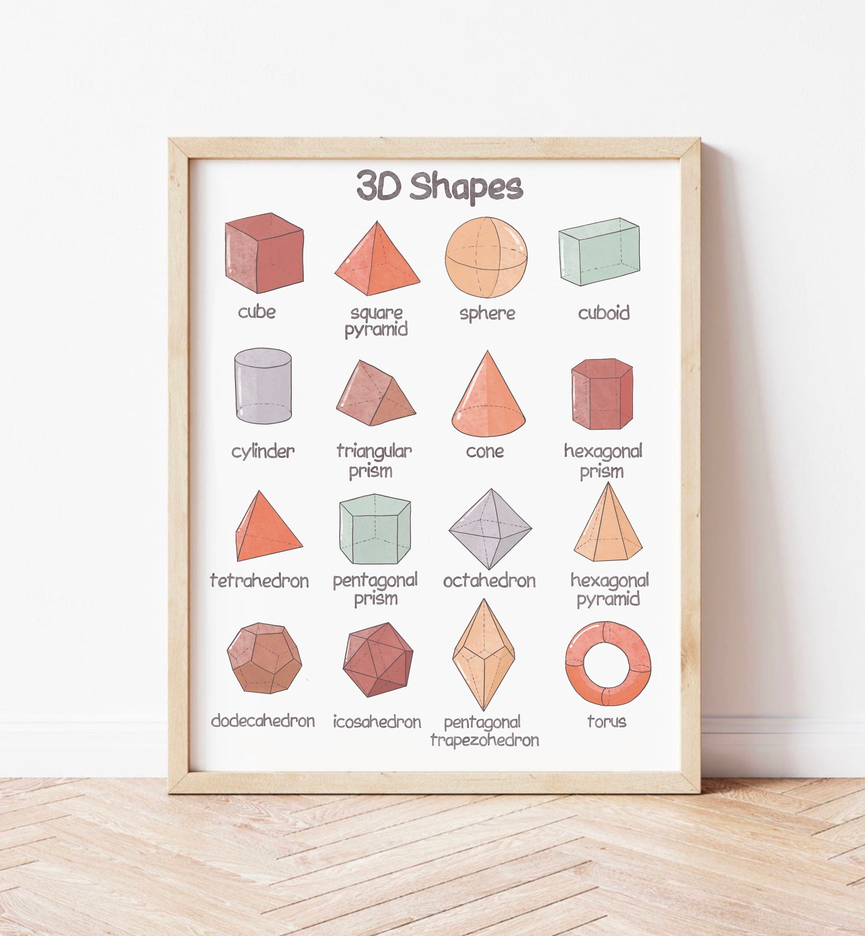369 Prints 3D Shapes Poster Playroom Wall Decor Homeschool Print ...