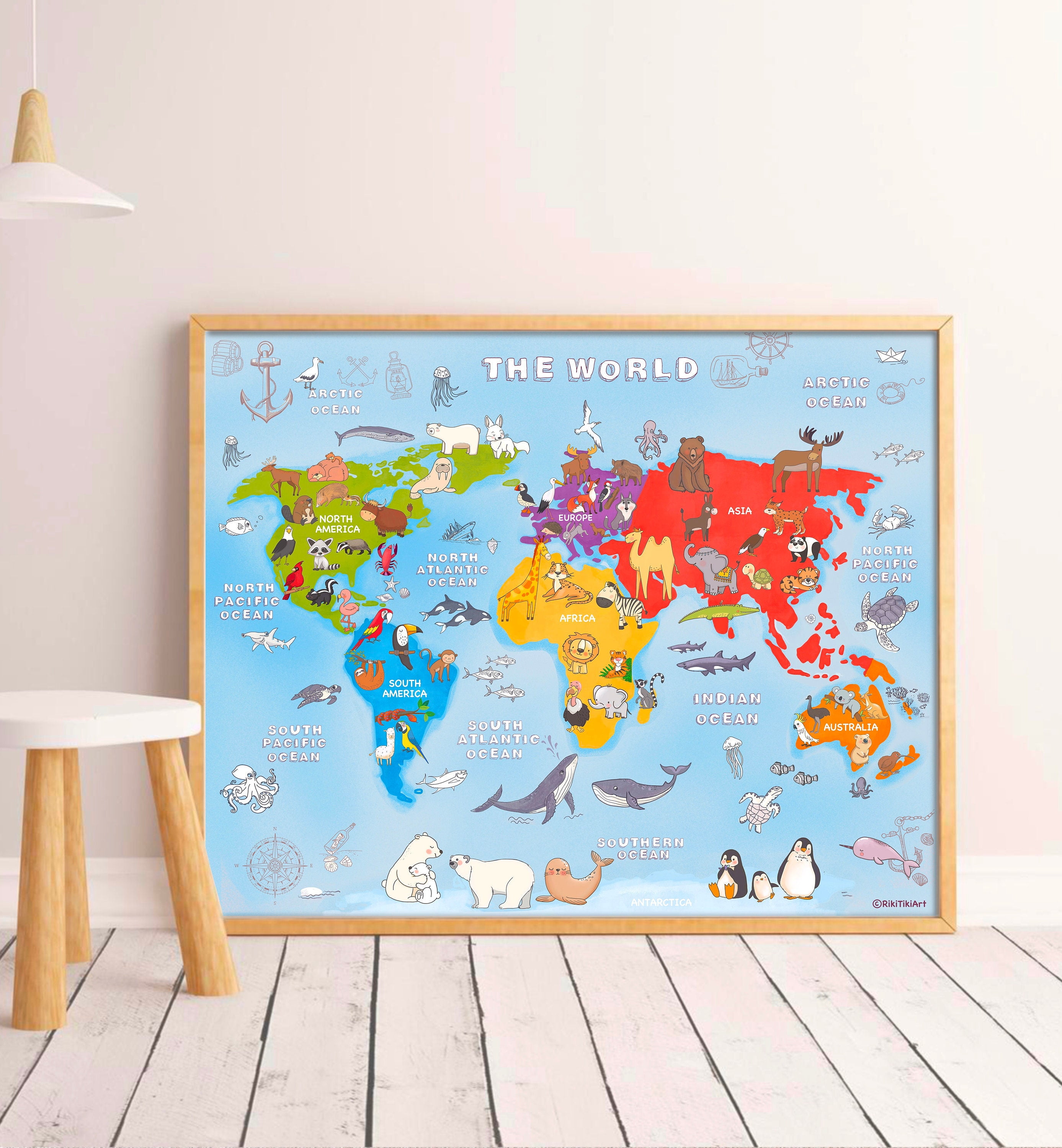369 Prints animal World Map Poster Homeschool Montessori Materials ...