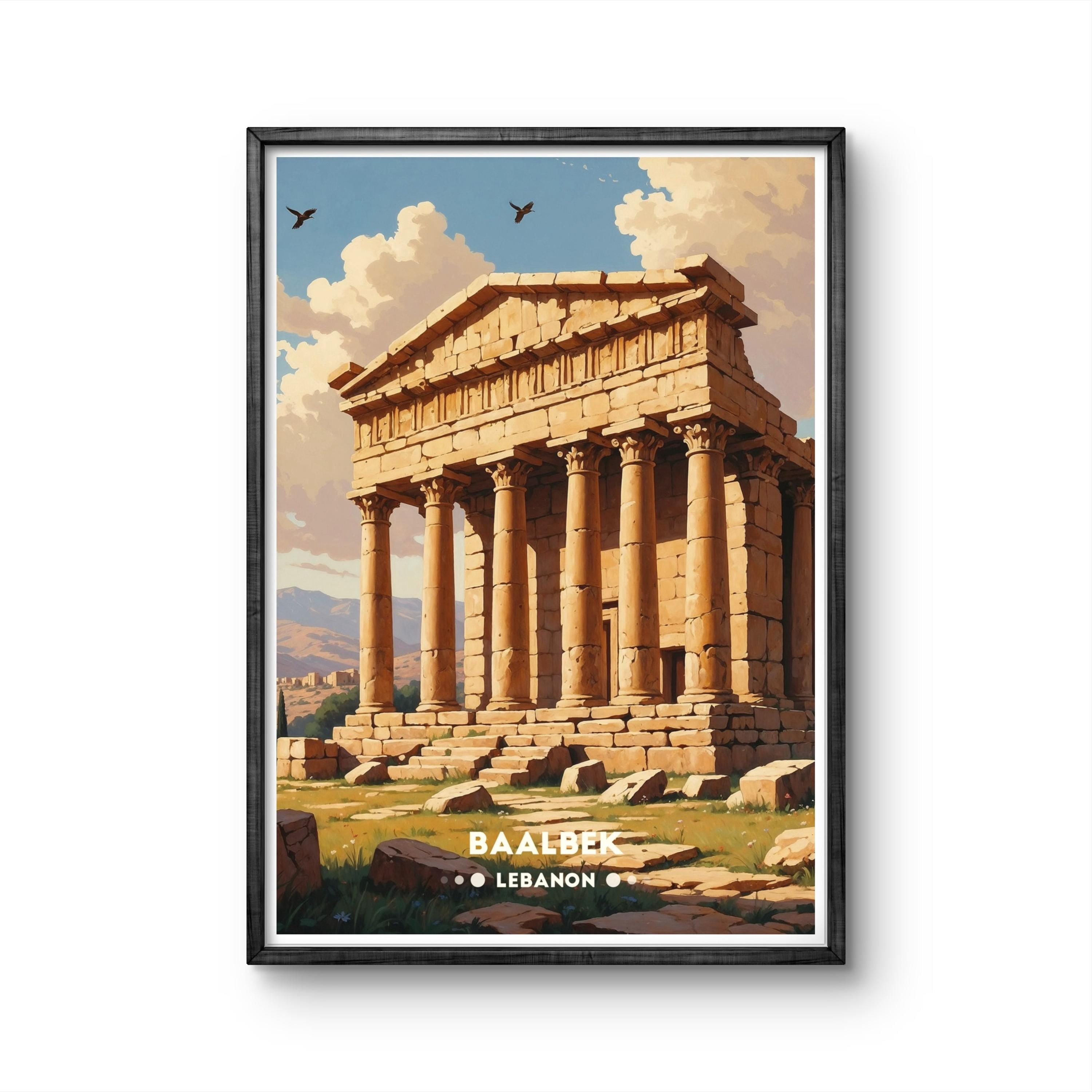 369 Prints baalbek Lebanon Vintage Poster | Ancient Temple Art Print ...