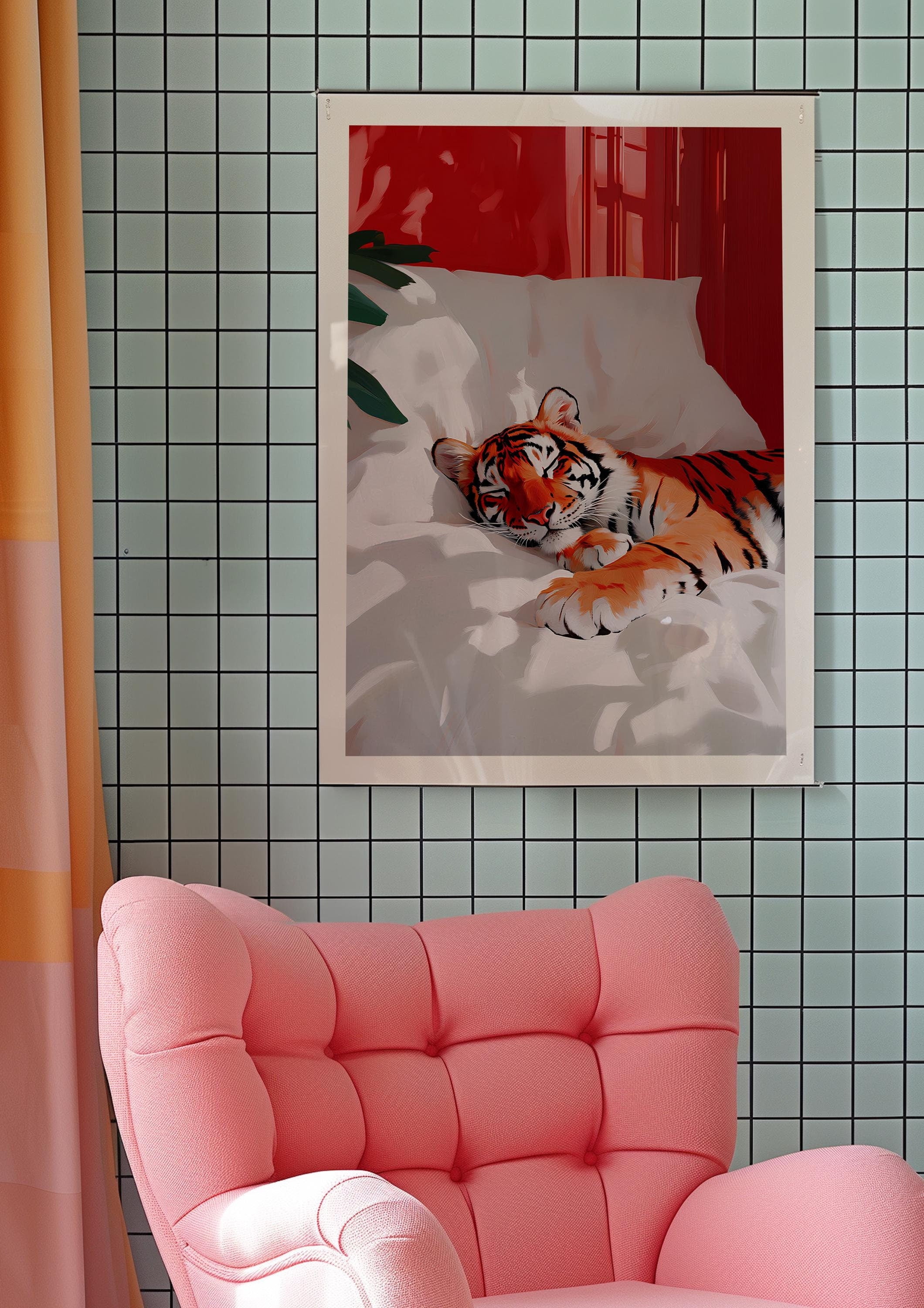 369 Prints bedroom Wall Decor, Tiger Poster, Funny Bedroom Print, Tiger In Bed, Trendy Art ...