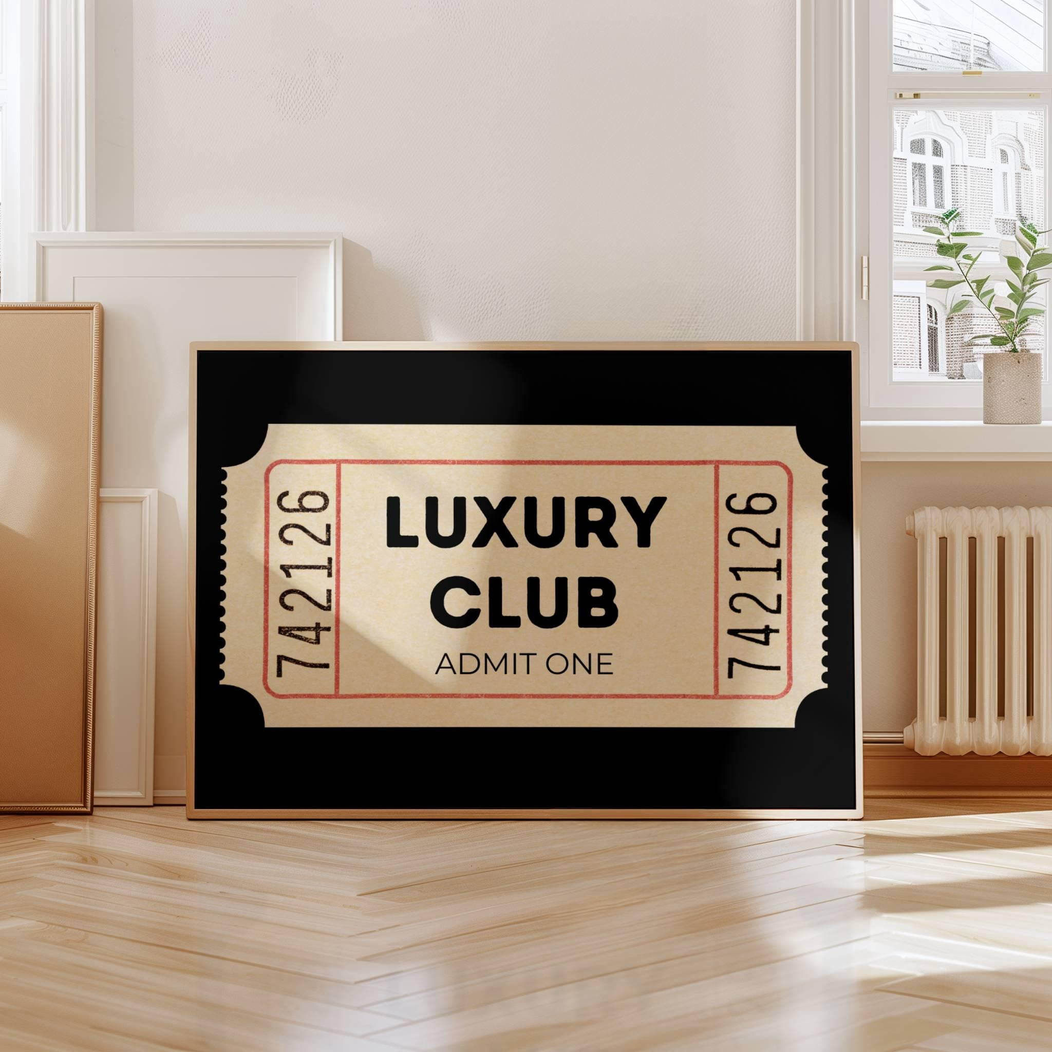 369 Prints black Luxury Club Ticket Stub Wall Art, Aesthetic Decor ...